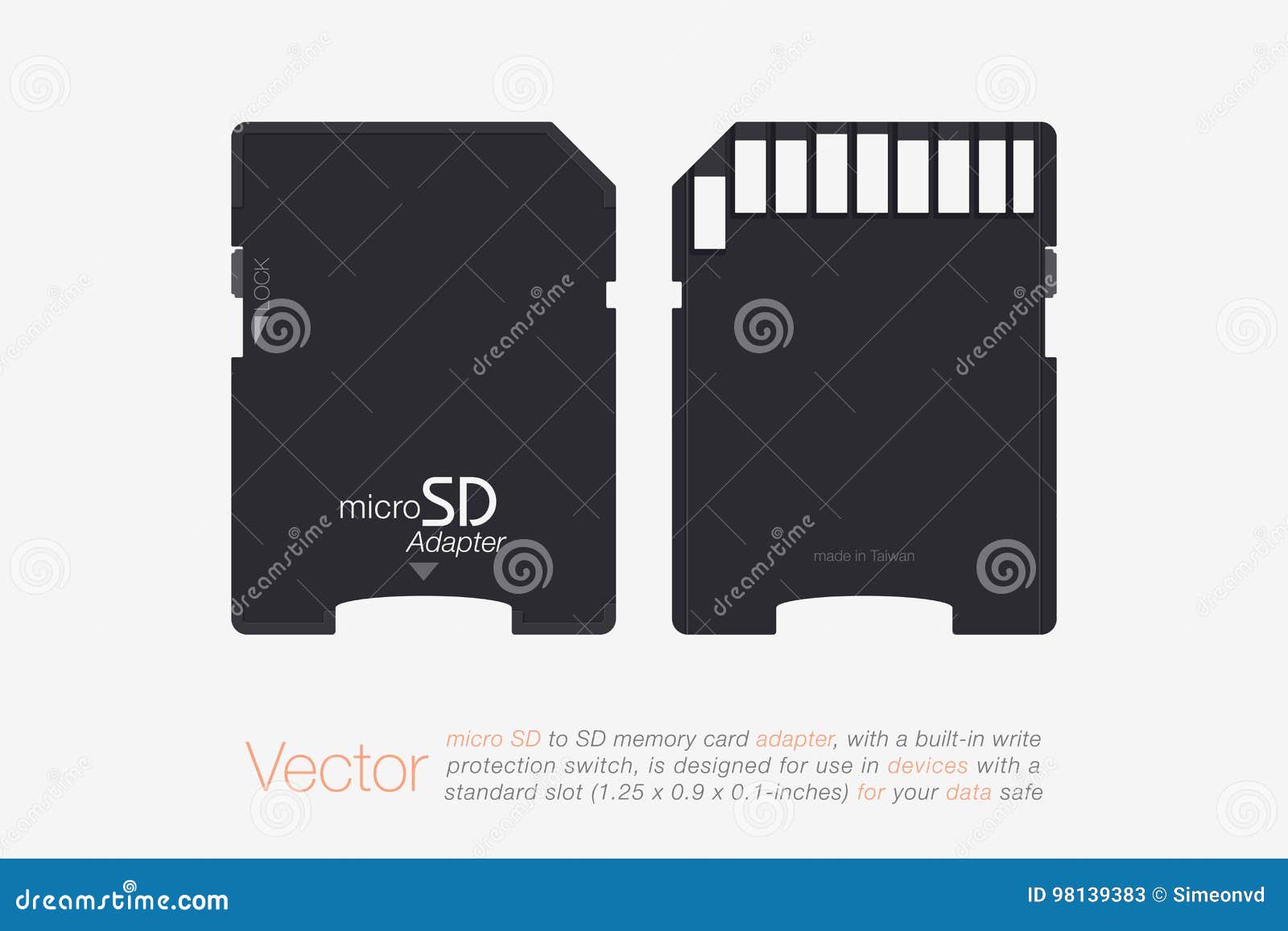 Top View Micro SD To SD Memory Card Adapter. Memory Chip Isolate Stock ...