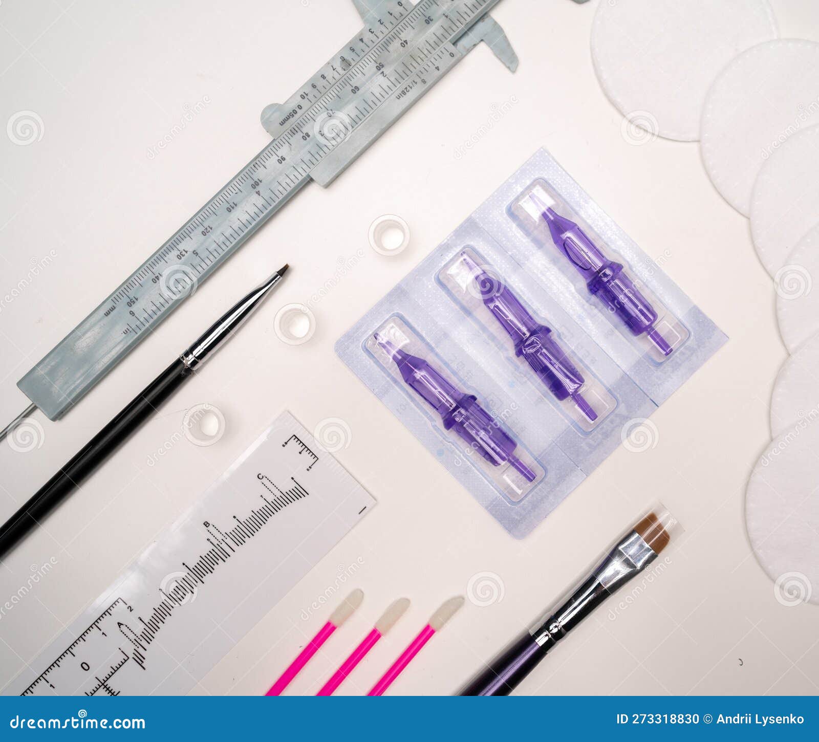 Top View of Micropigmentation Equipment Over White Background ...