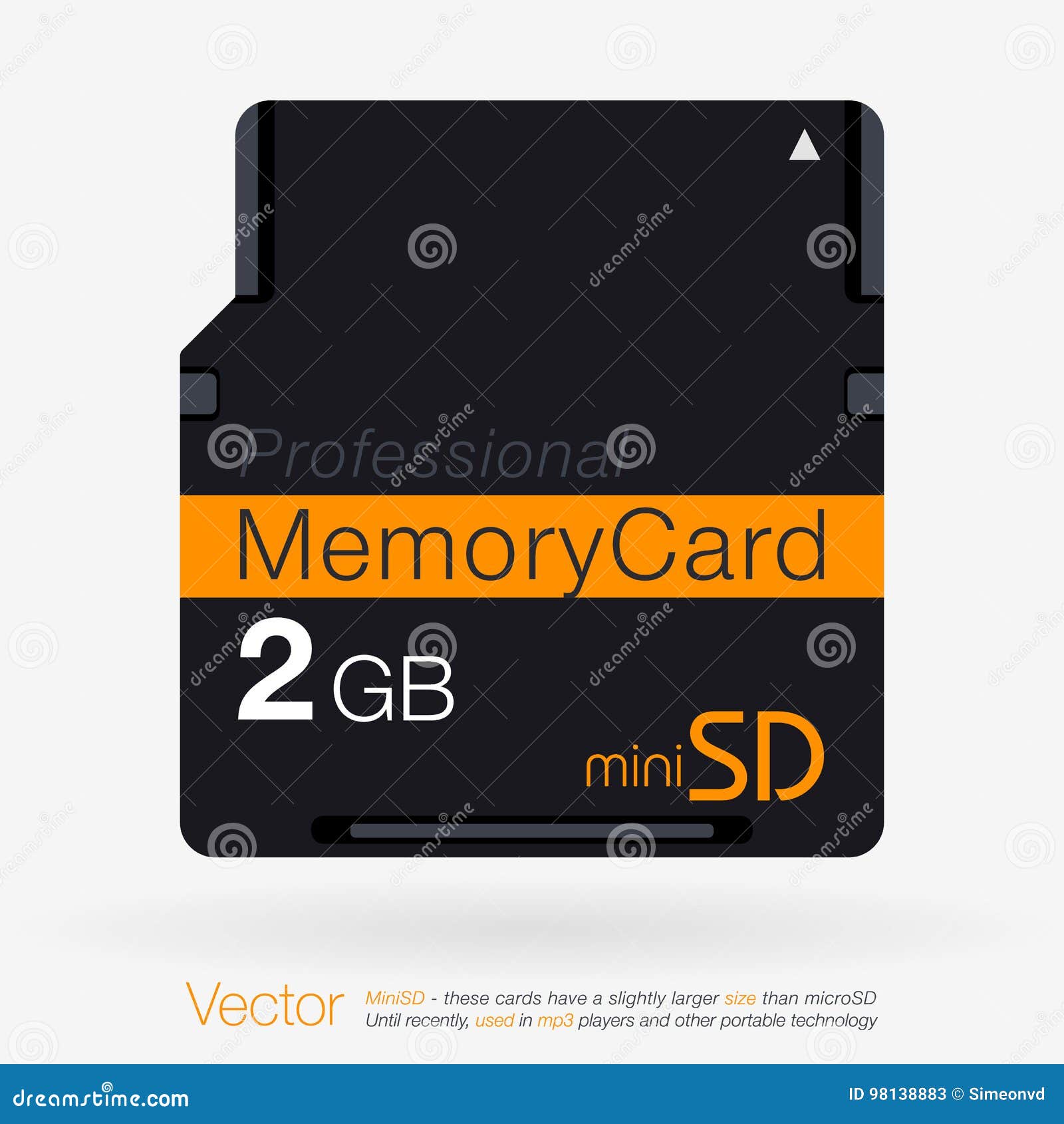 Top View of Mini SD. Memory Card on White Stock Vector - Illustration ...
