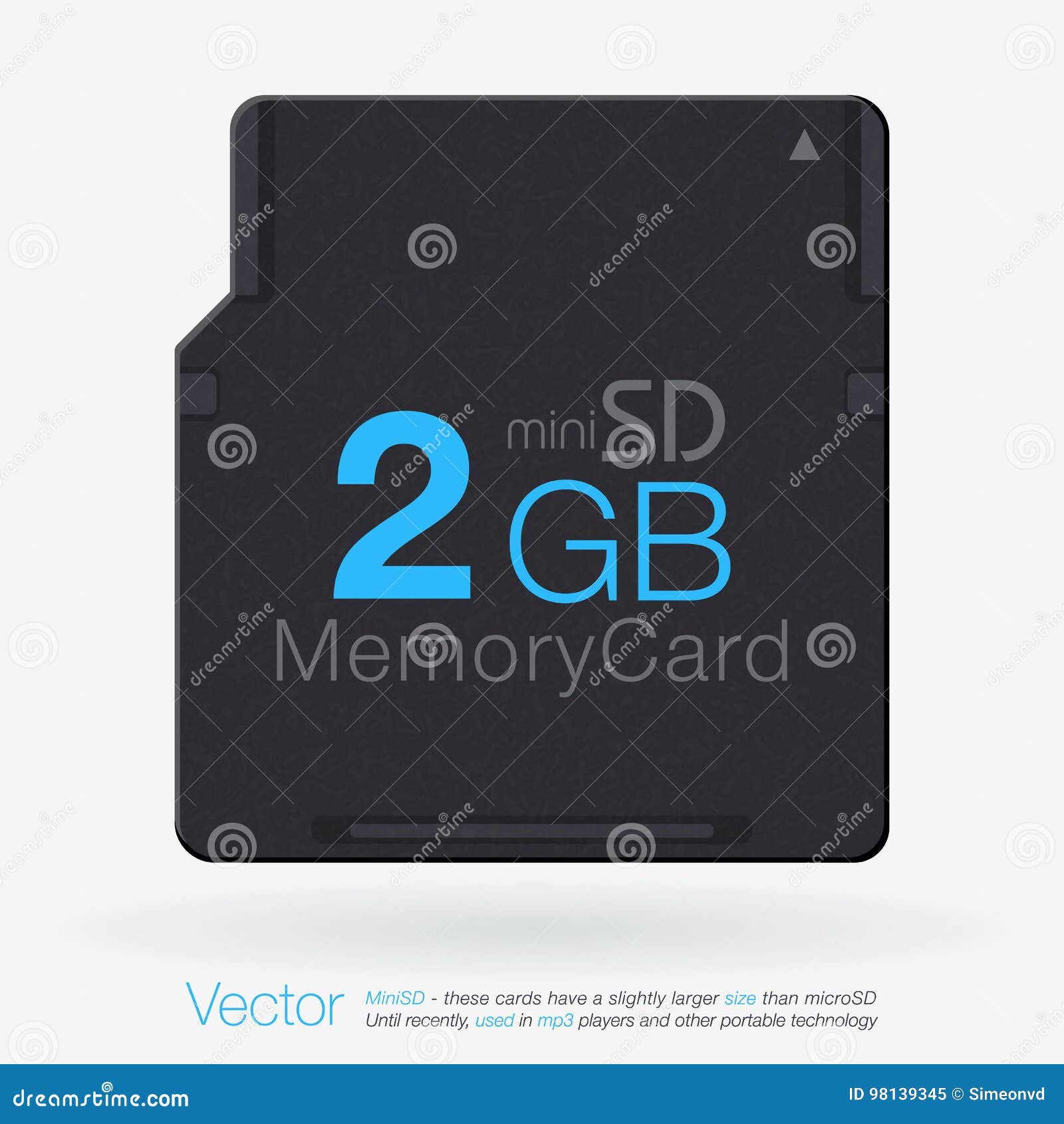 Top View of Mini SD. Memory Card on White Stock Vector - Illustration ...