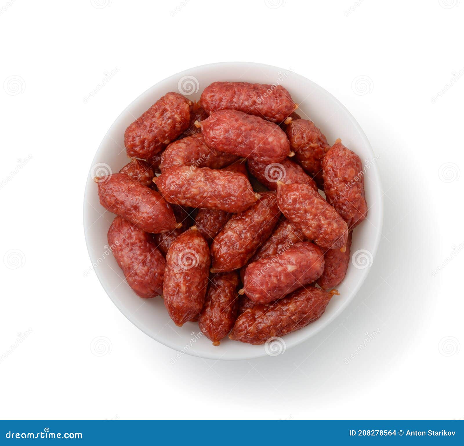Top View of Mini Smoked Sausages Ceramic in Bowl Stock Photo - Image of ...