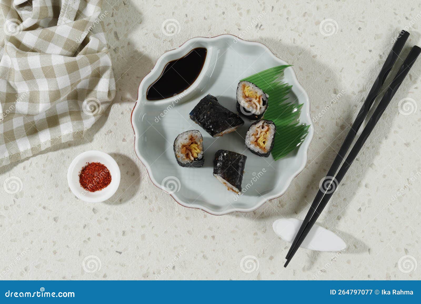 Top View Mini Sushi with Egg and Beef Floss Stock Image - Image of ...