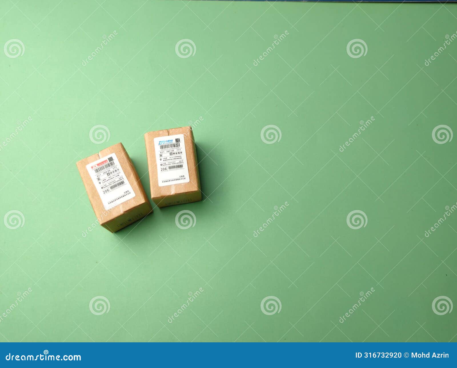 Top View.Miniature Mini Express Blind Box on a Green Background Stock ...