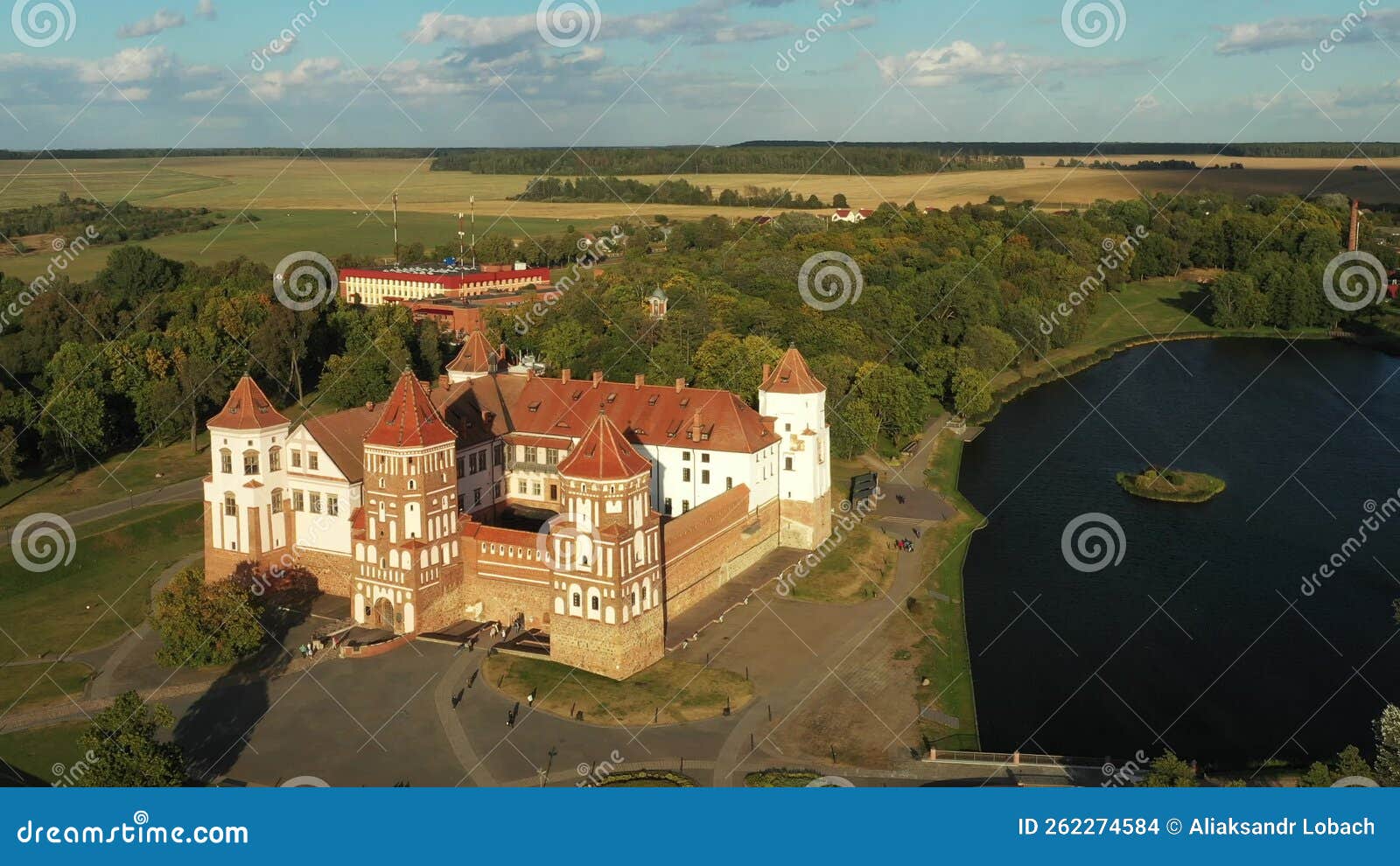 Top View of Mir Castle in Summer. Castles of Belarus Stock Footage ...