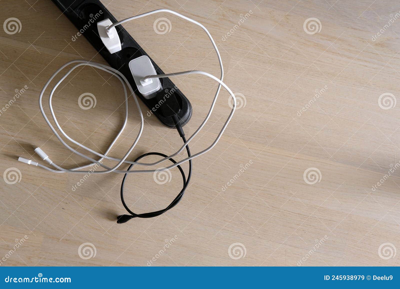 Mobile Usb Chargers with Tangled Wires on Floor Stock Image - Image of ...