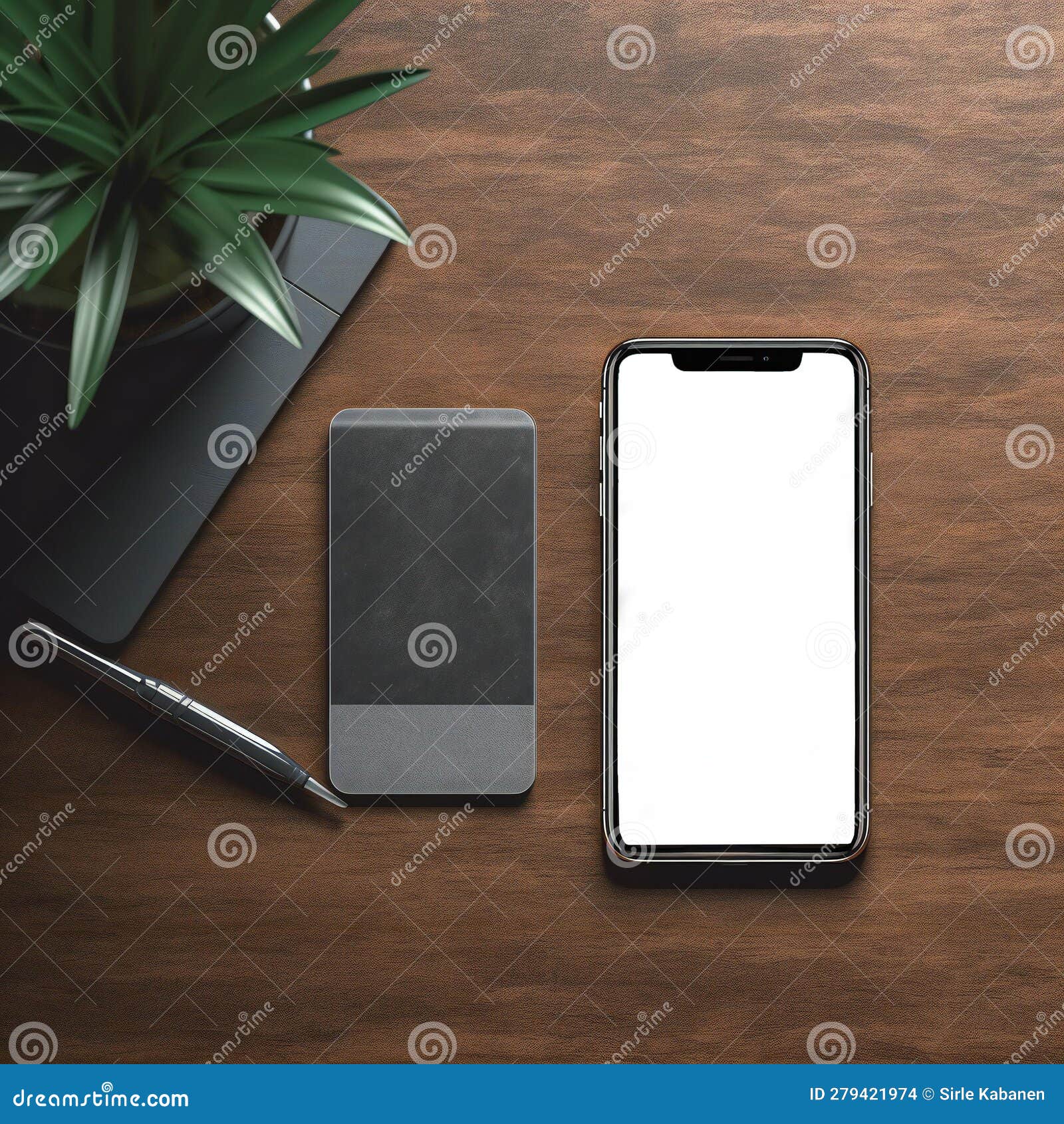 Top View Mock-up of Mobile Phone on the Table. Created with Generative ...