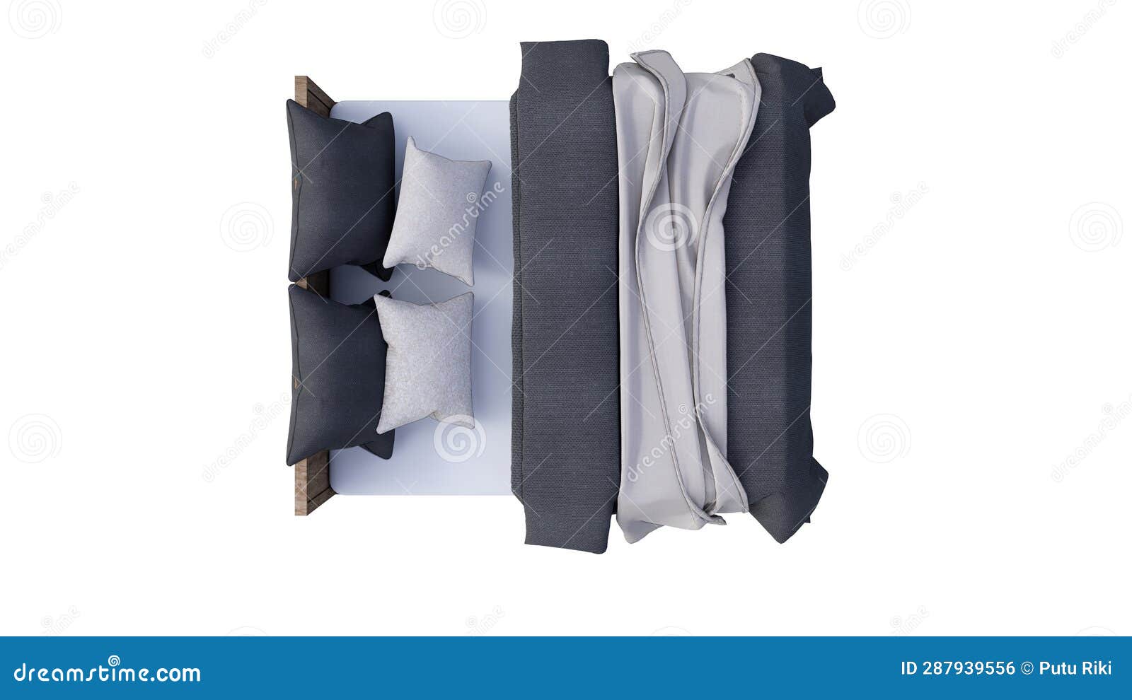 Top View Mockup Black and White Bed with Pillows Stock Photo - Image of ...