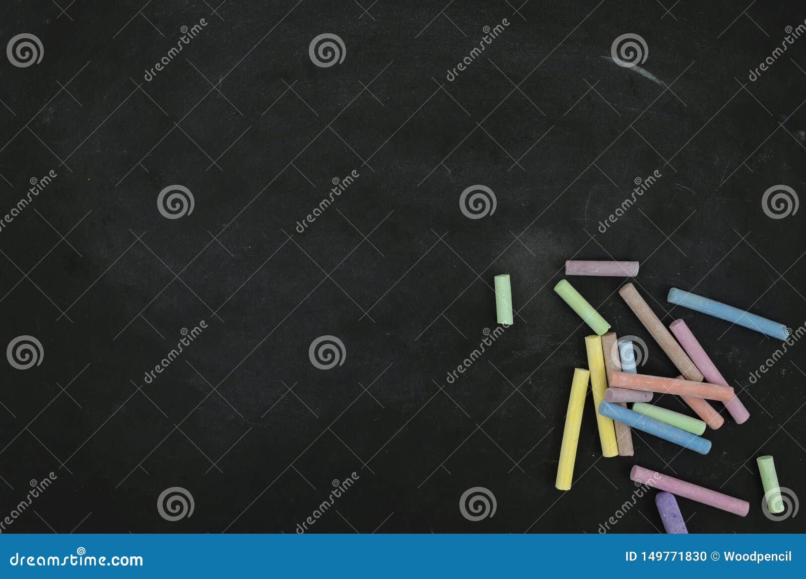 Top View Mockup Colored Chalk on a Dark School Board. Back To School ...