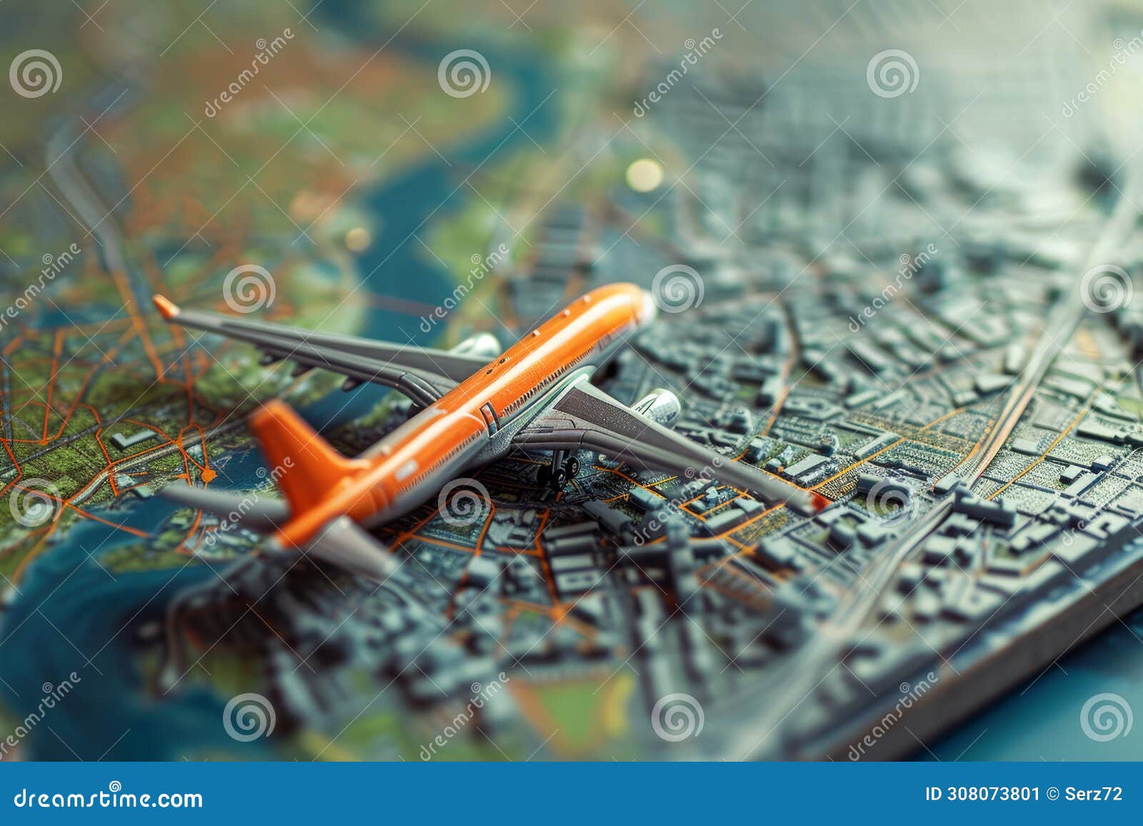 Top View of a Model of an Airplane Standing on a Map, Cargo ...