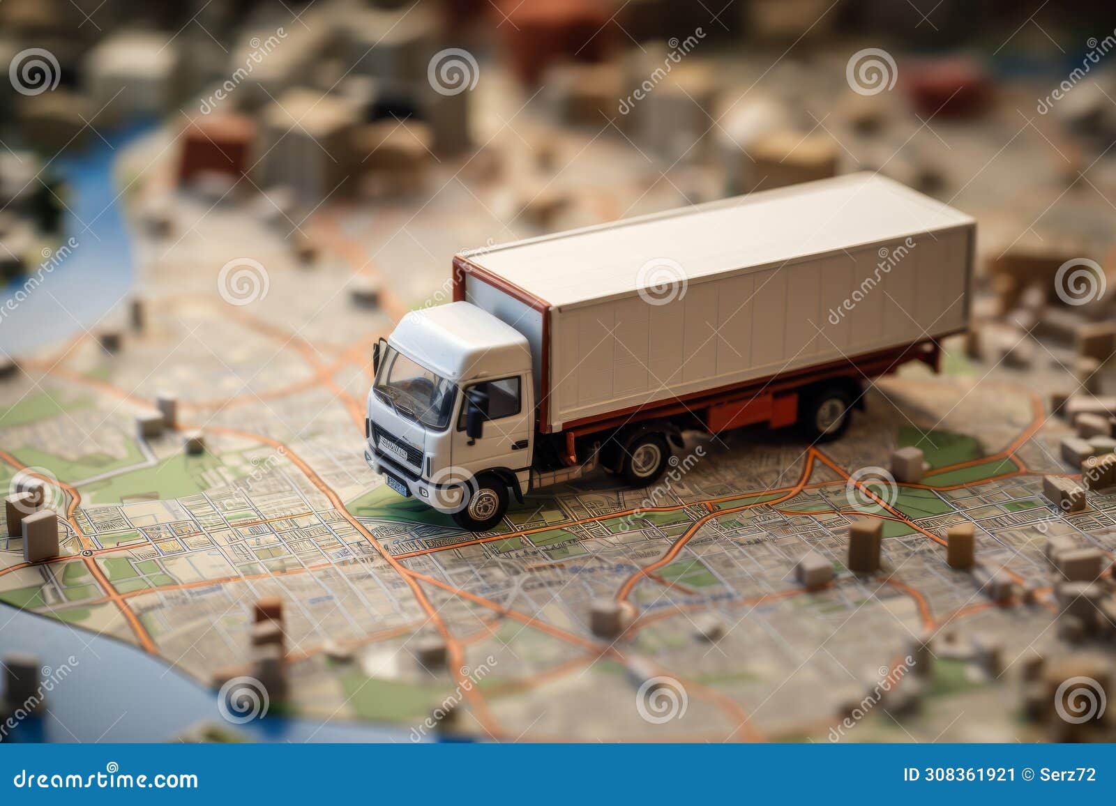 Top View of a Model of a Truck Standing on a Map, Freight ...