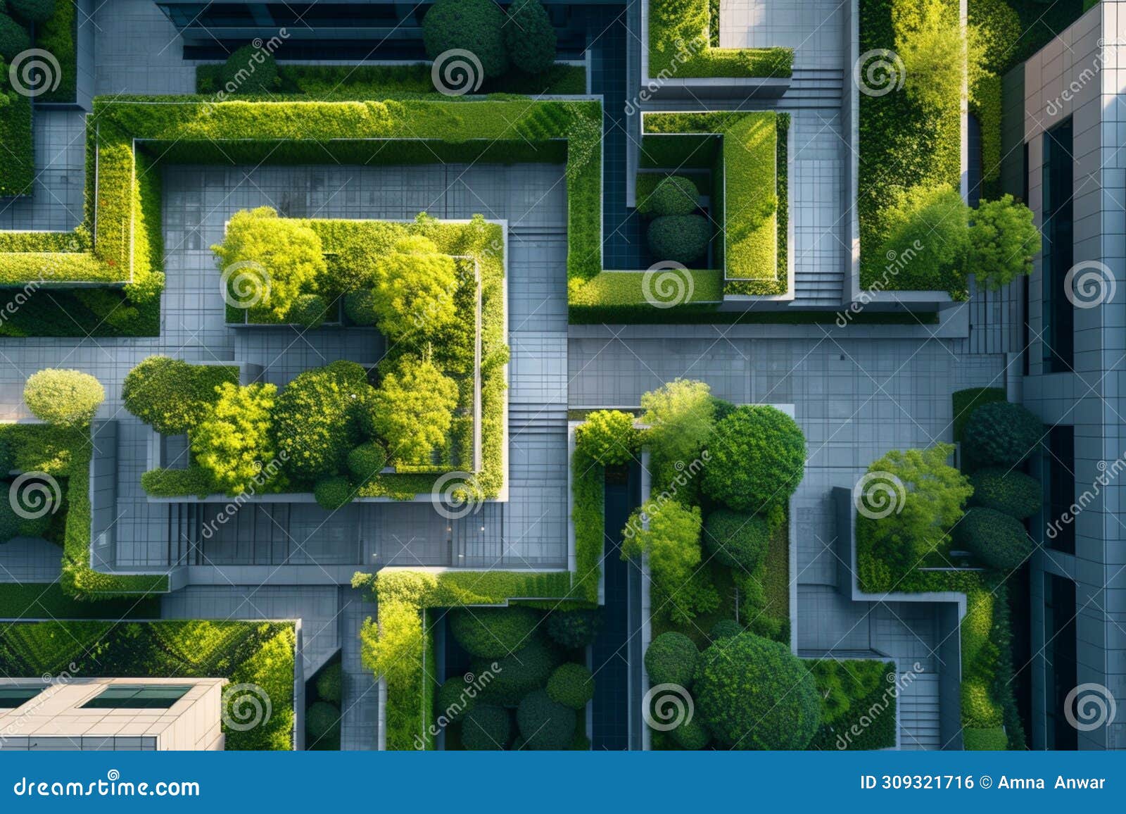 "Urban Oasis: Top-View of Modern Architectural Wonder with Intricate ...
