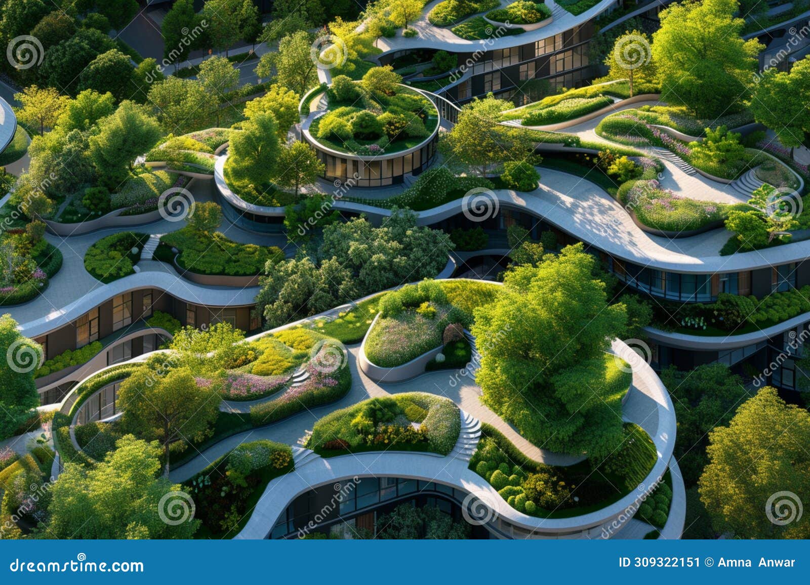 "Urban Oasis: Top-View of Modern Architectural Wonder with Intricate ...