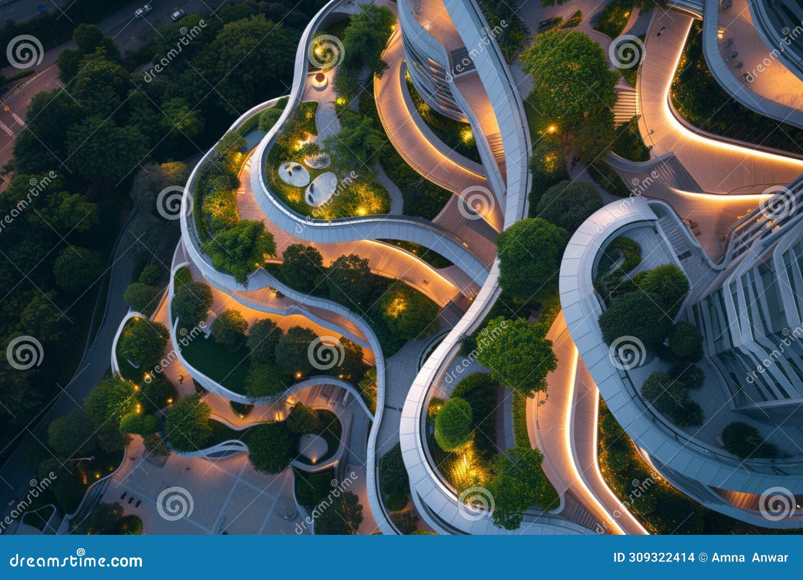 "Urban Oasis: Top-View of Modern Architectural Wonder with Intricate ...