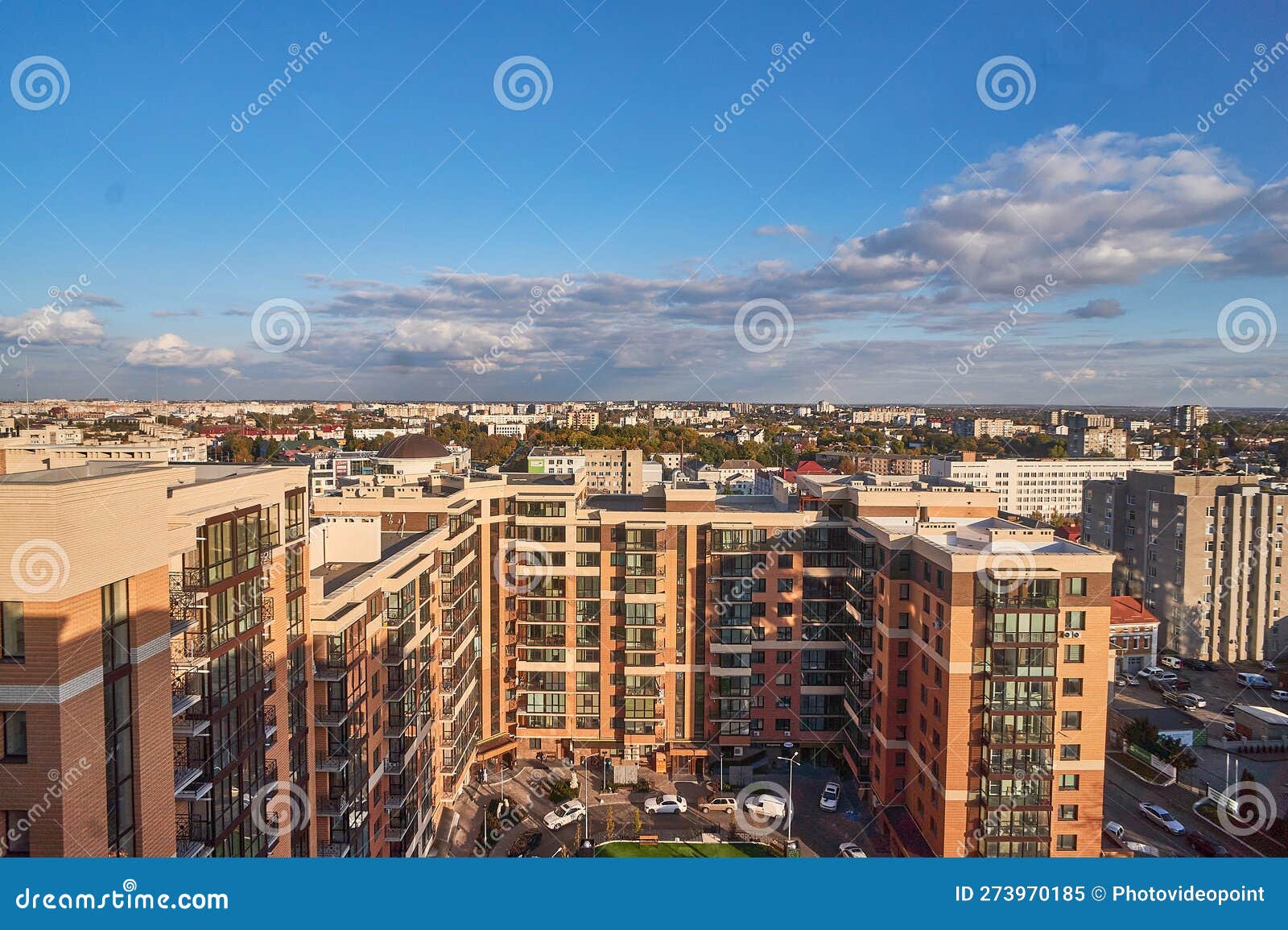 Top View of Modern City in Lights of Sunset Stock Image - Image of ...