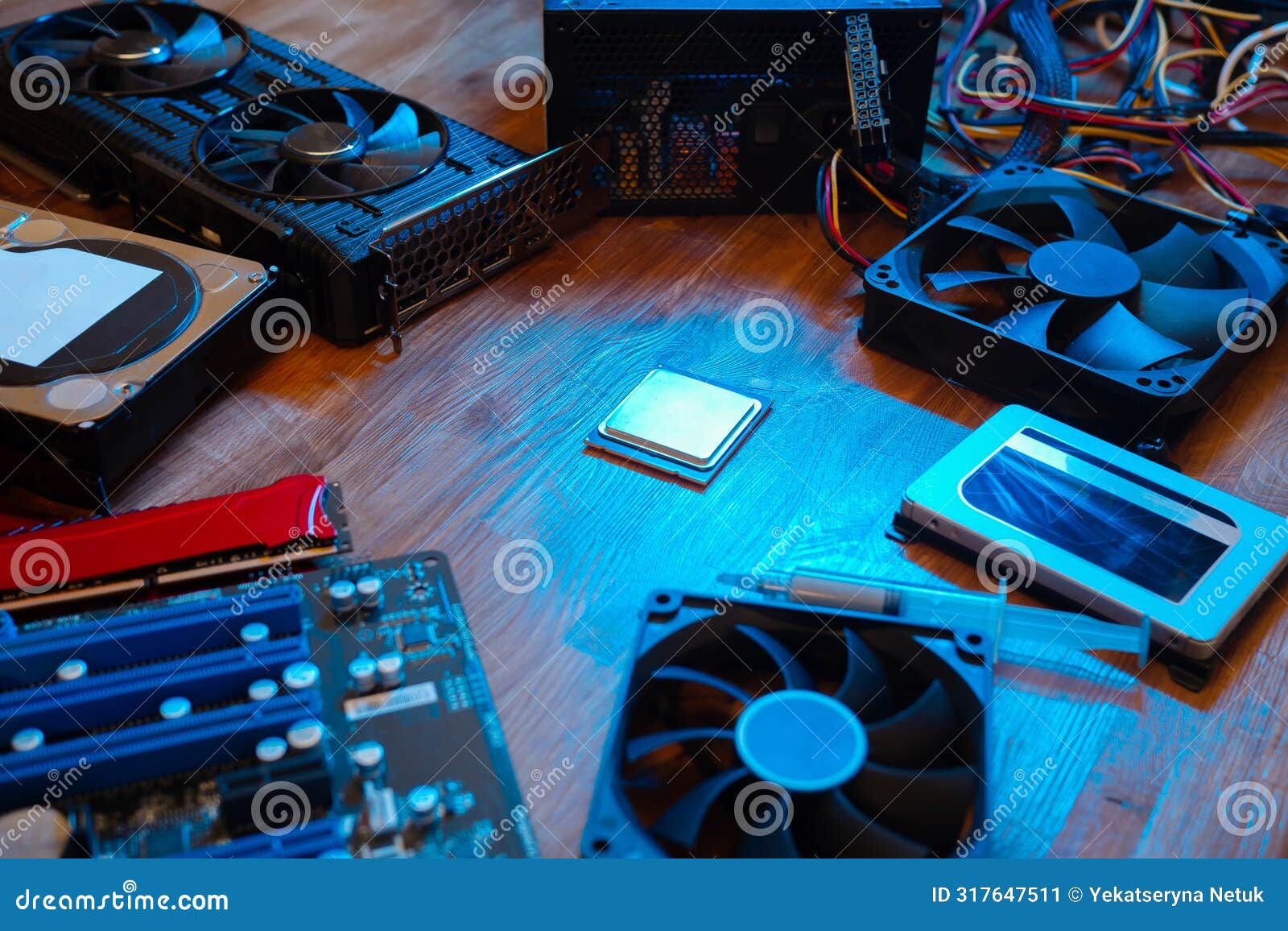 Top View of Modern Computer Parts Put Together. Building Personal ...