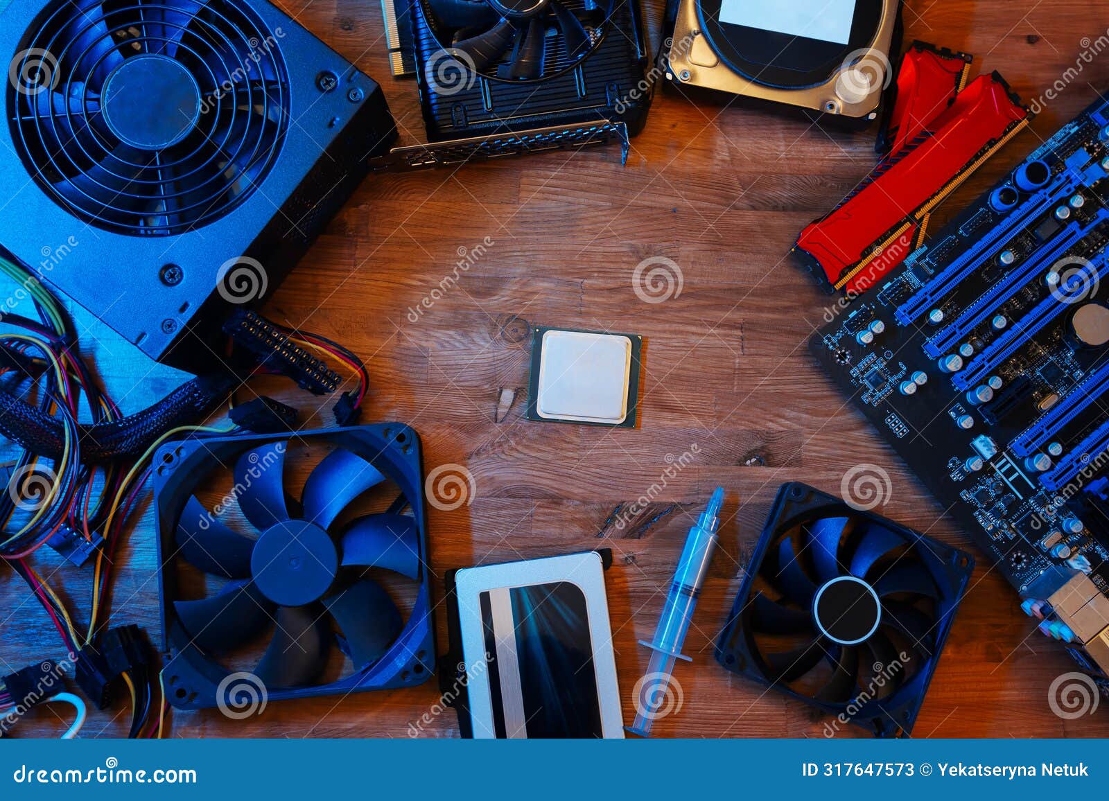 Top View of Modern Computer Parts Put Together. Building Personal ...