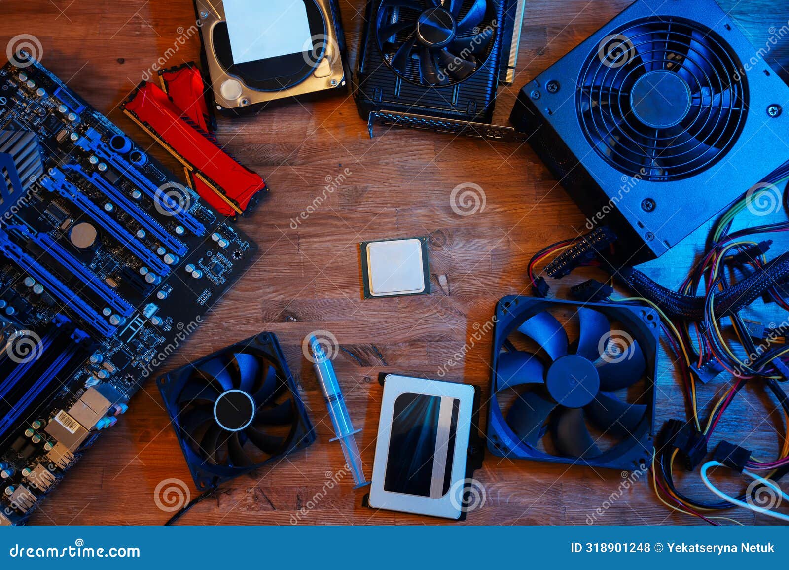 Top View of Modern Computer Parts Put Together. Building Personal ...