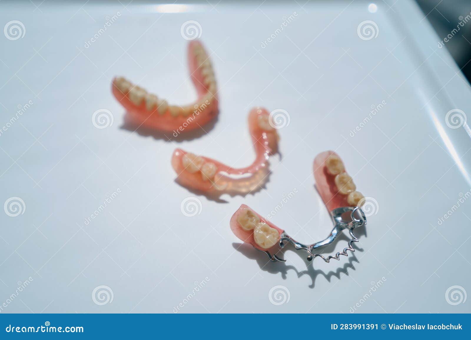 Top View of Modern Dentures Lie on the Table Stock Image - Image of ...