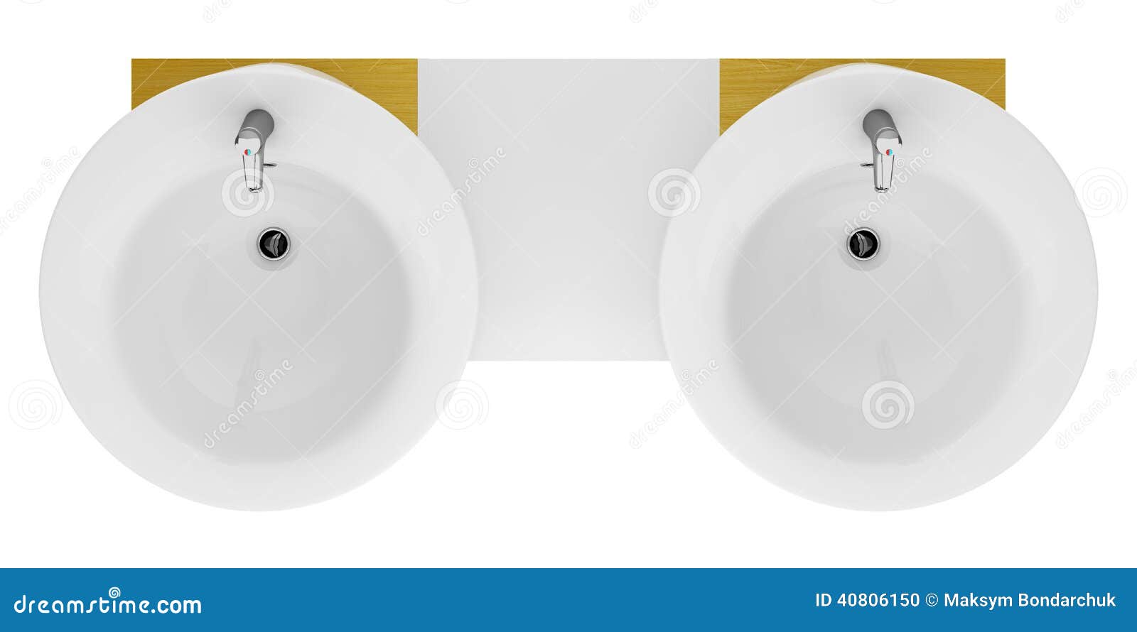 Top View of Modern Double Bathroom Sink Isolated on White Stock ...