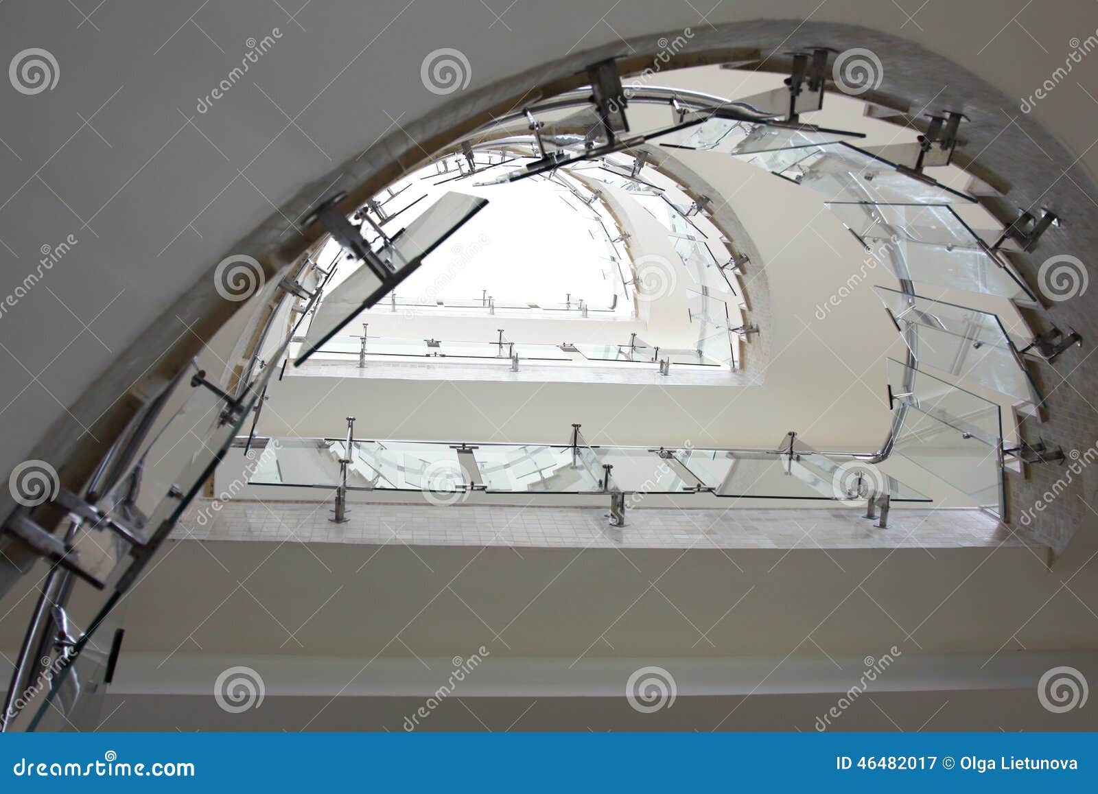 Top View Modern Glass Staircase Stock Image - Image of office, high ...