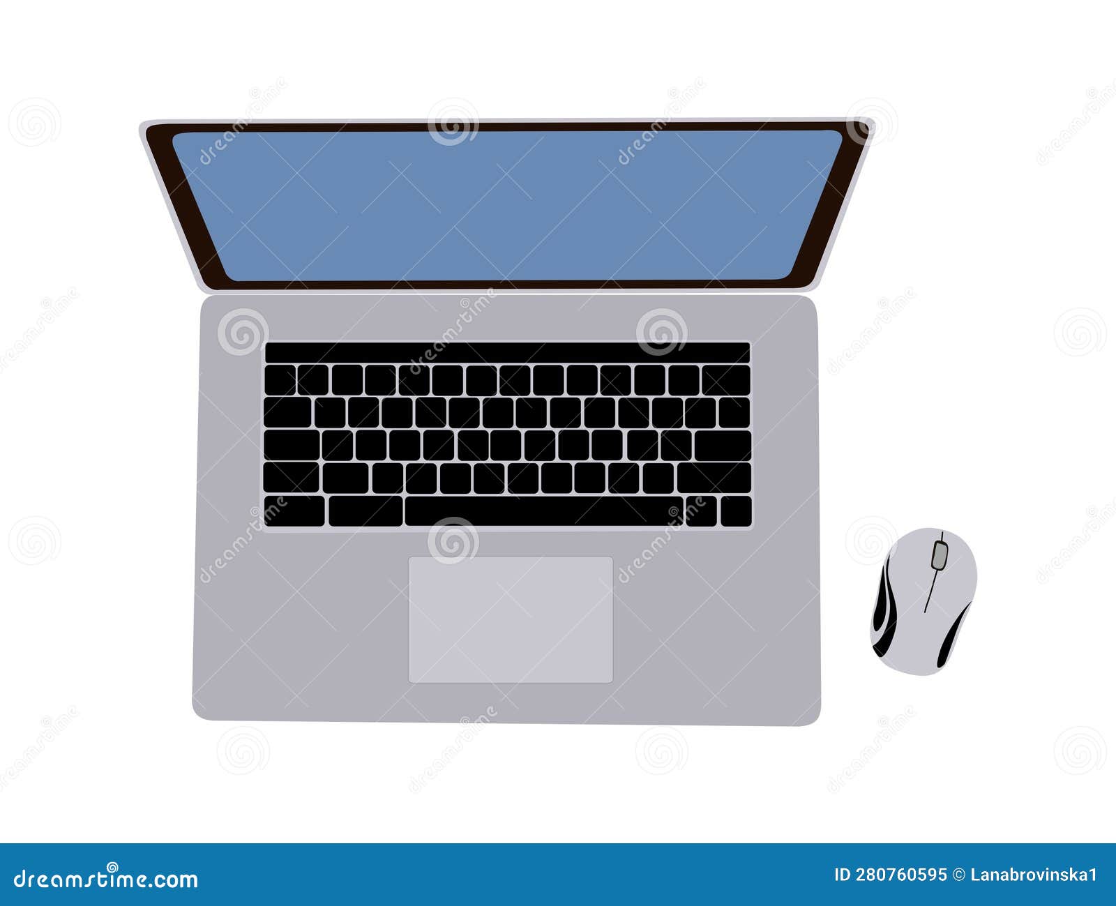 Top View of Modern Laptop Computer Vector Isolated Stock Vector ...