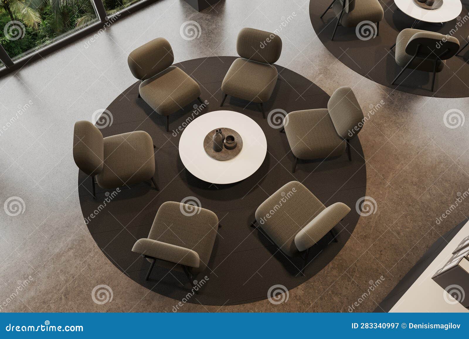 Top View of Modern Meeting Room Interior with Coffee Table and ...