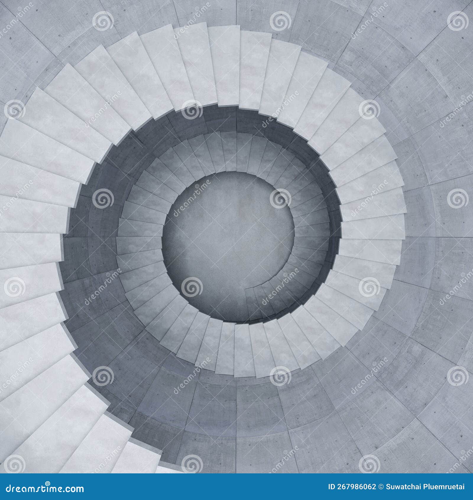 Top View of Modern Staircase in Concrete Space, 3d Stock Illustration ...
