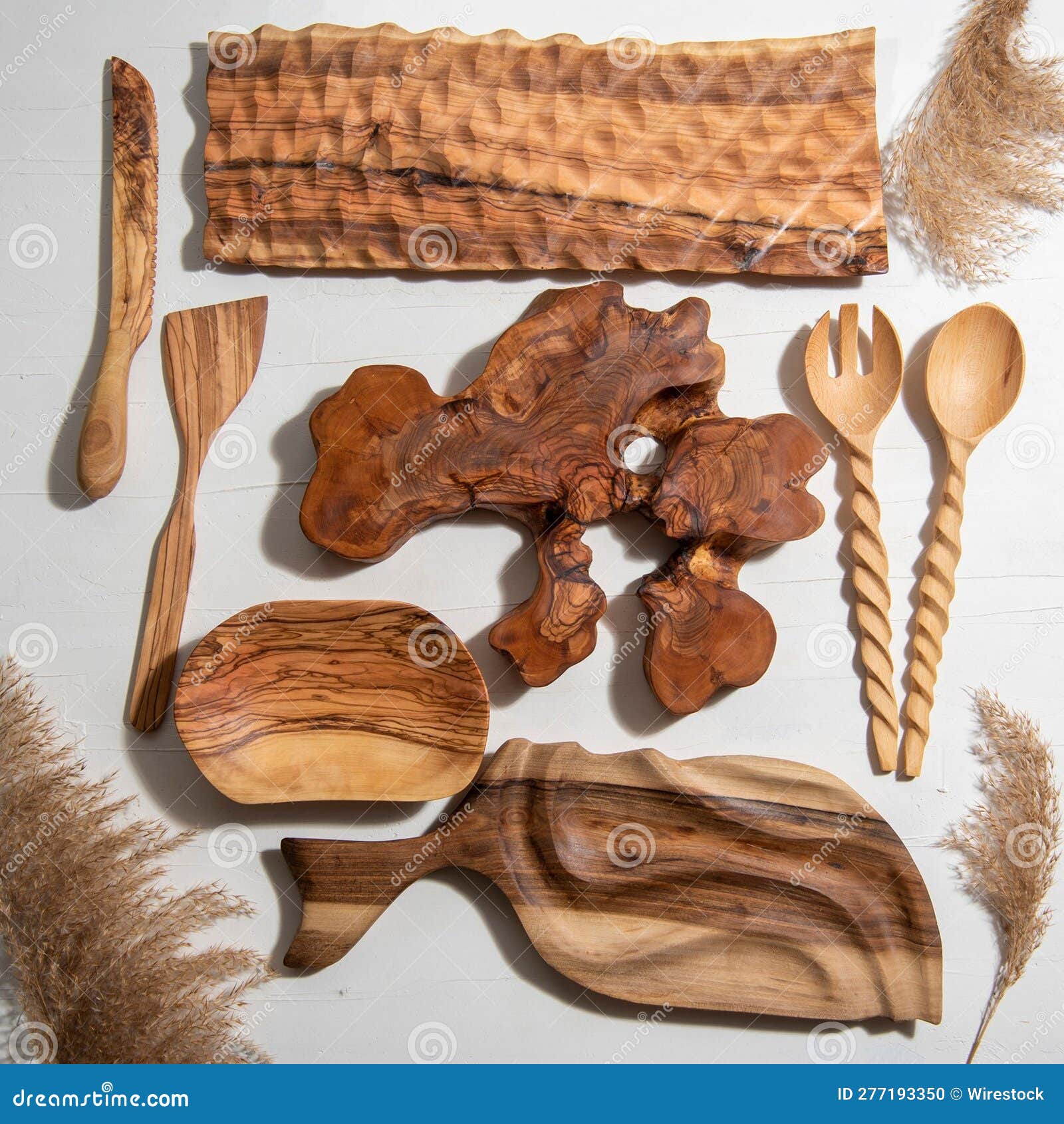 Top View of Modern Wooden Kitchen Utensils on the Table Stock Photo ...