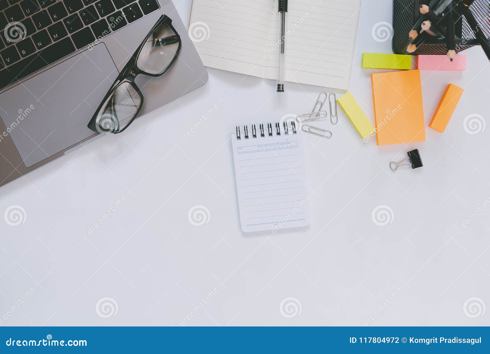 Top View of Modern Work Space Office Desk Table with Computer Stock ...