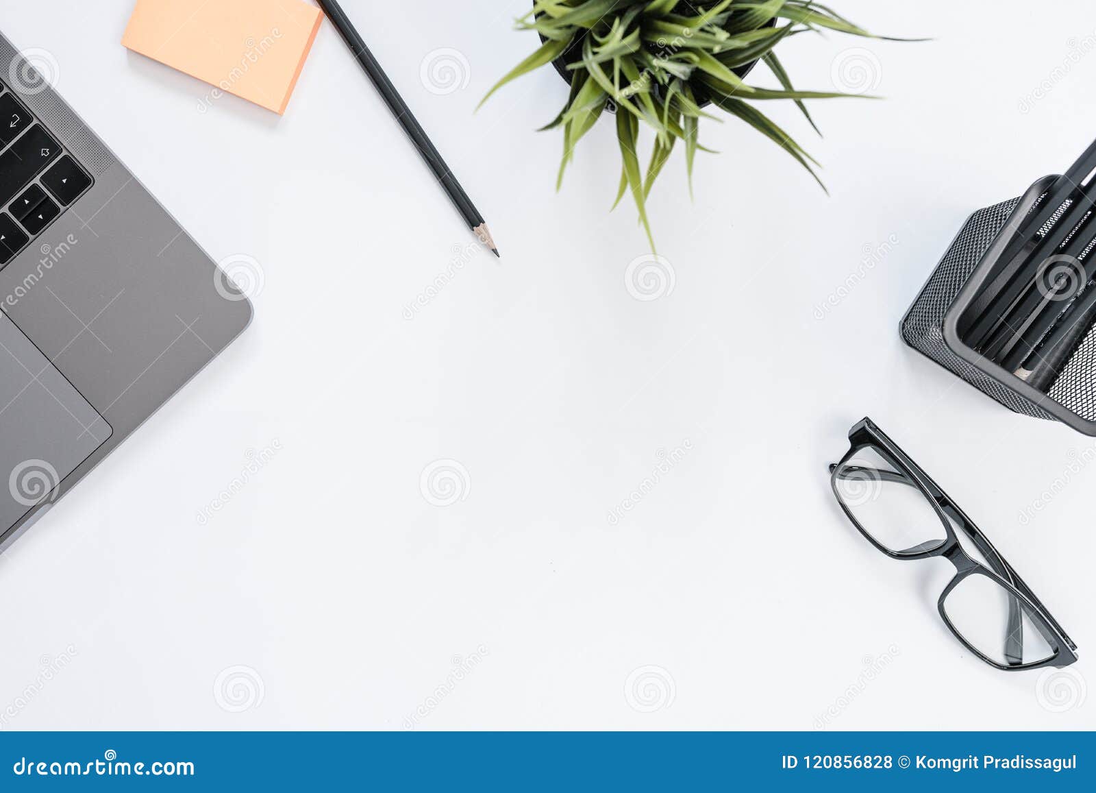 Top View of Modern Work Space Office Desk Table with Computer Stock ...