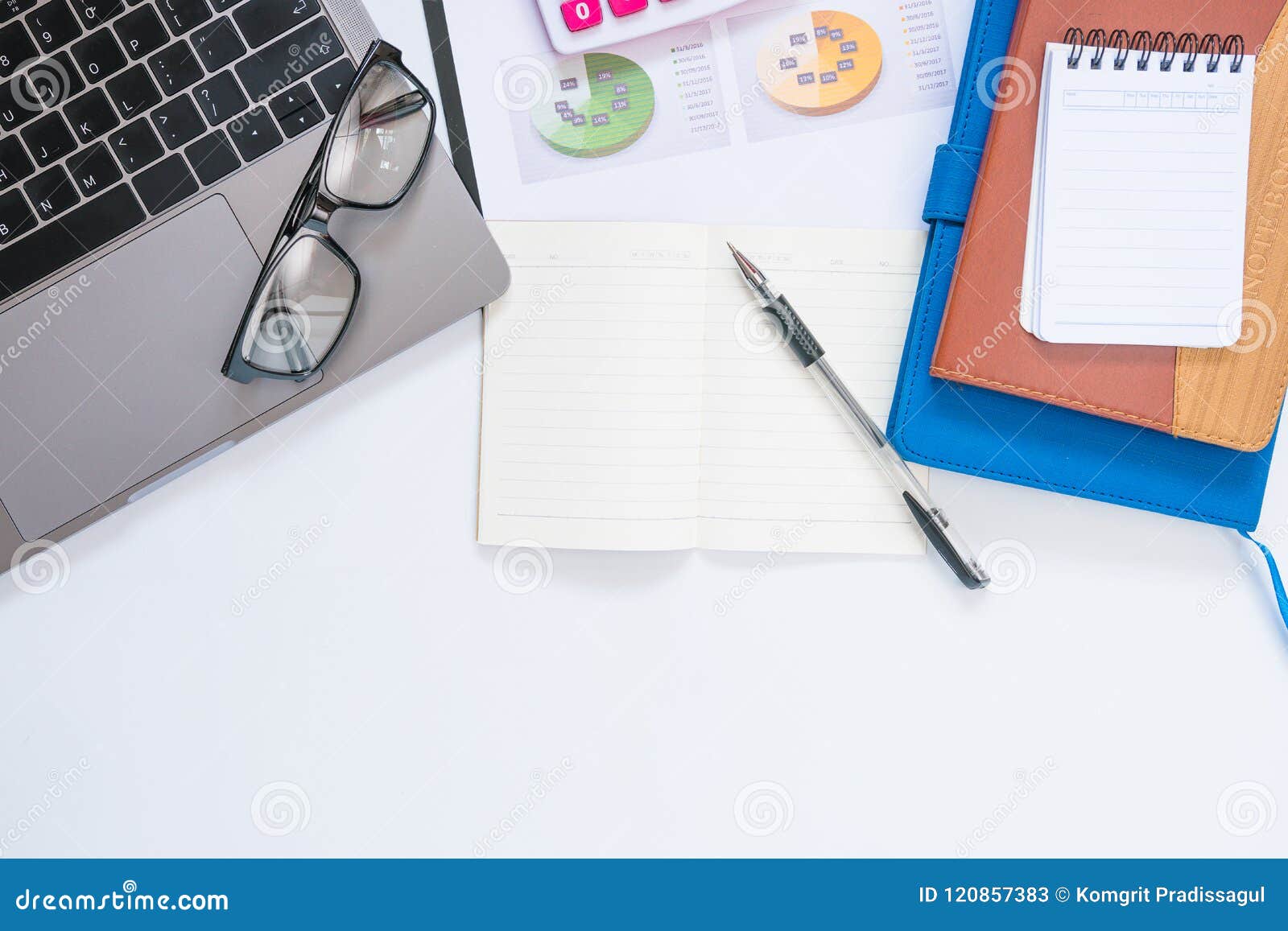Top View of Modern Work Space Office Desk Table with Computer Stock ...
