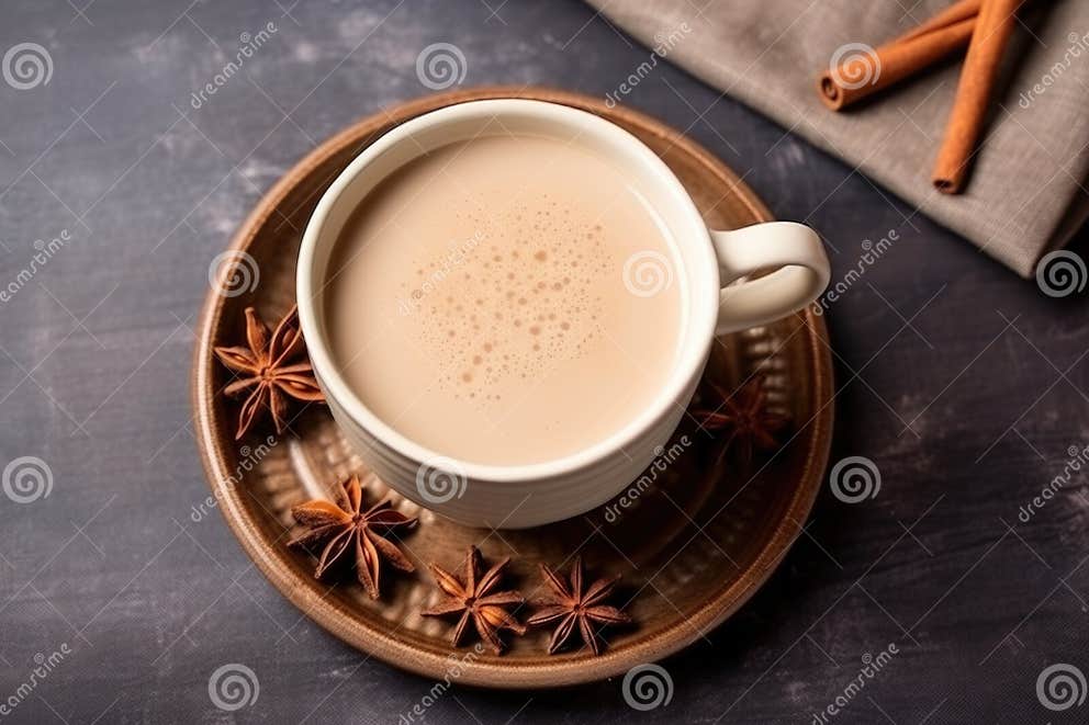 Top-view of Morning Chai in a Ceramic Cup Stock Illustration ...
