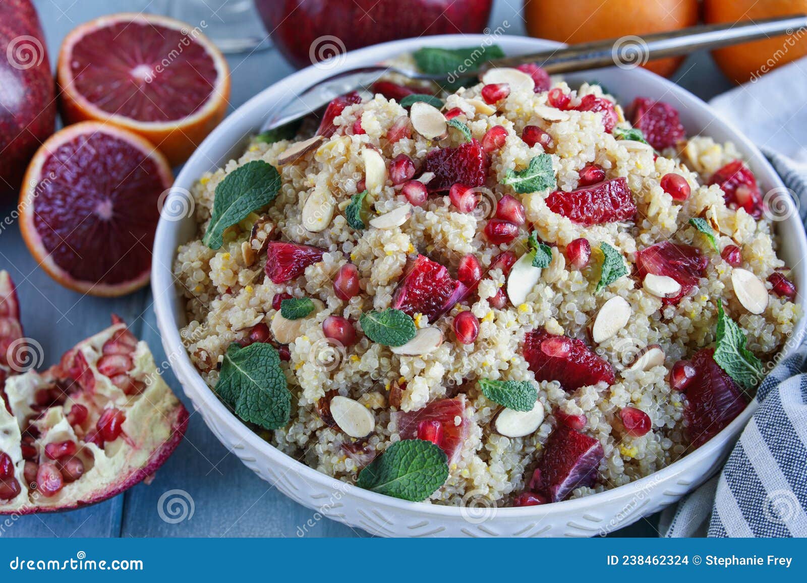 Top View of Moroccan Quinoa Salad with Pomegranate and Blood Oranges ... Top View of Moroccan Quinoa Salad with Pomegranate and Blood Oranges ...