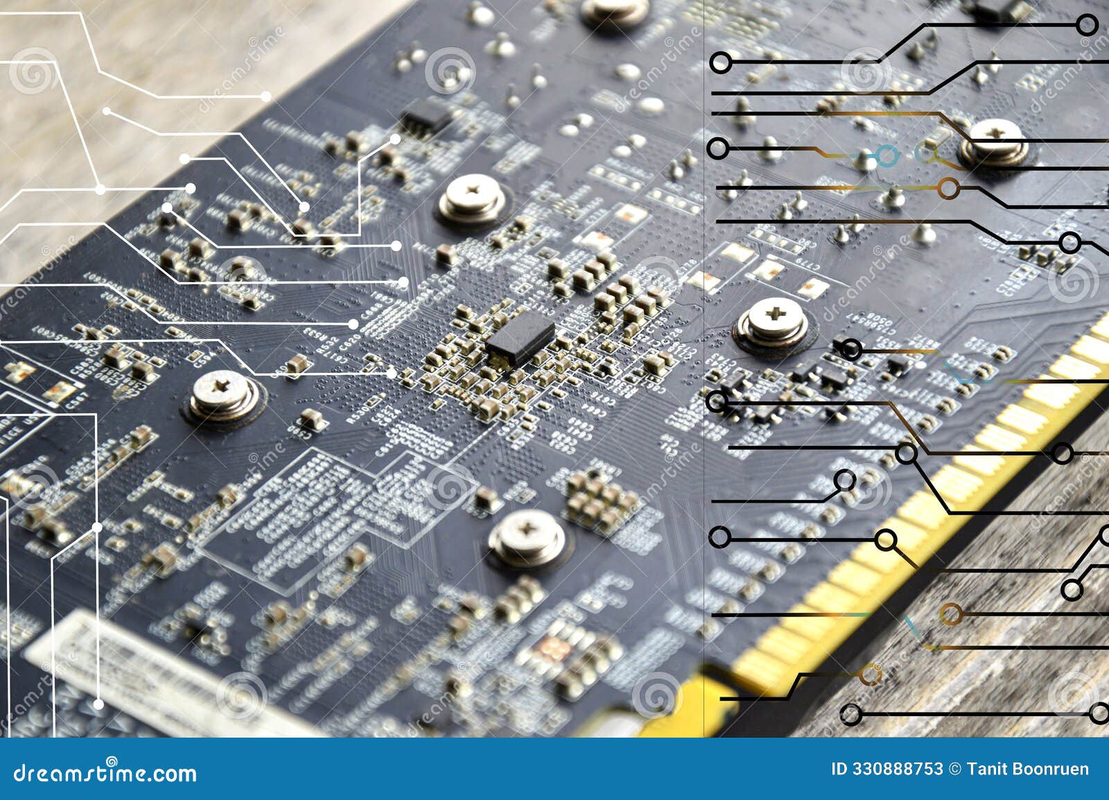 Top View of Motherboard, Graphics Card Stock Image - Image of component ...