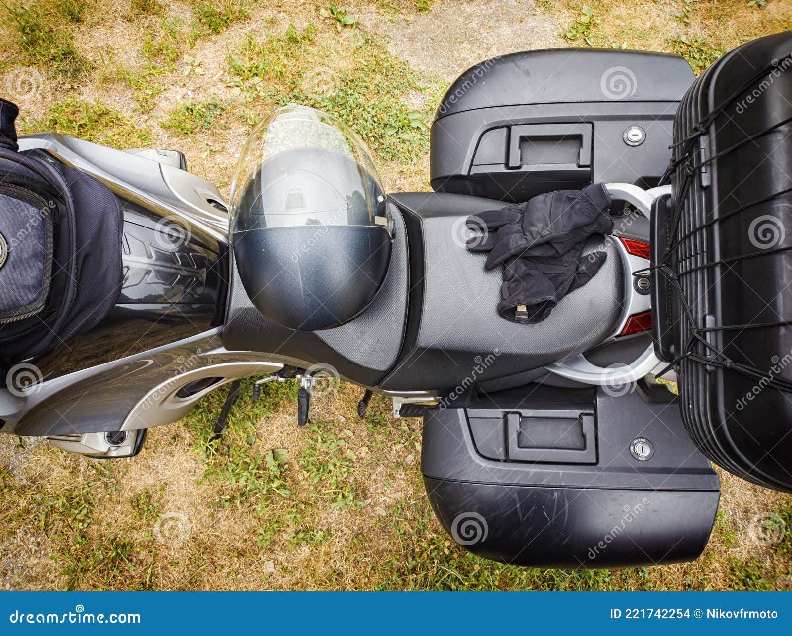 Top View of a Motorcycle in Travel Configuration Stock Photo - Image of ...