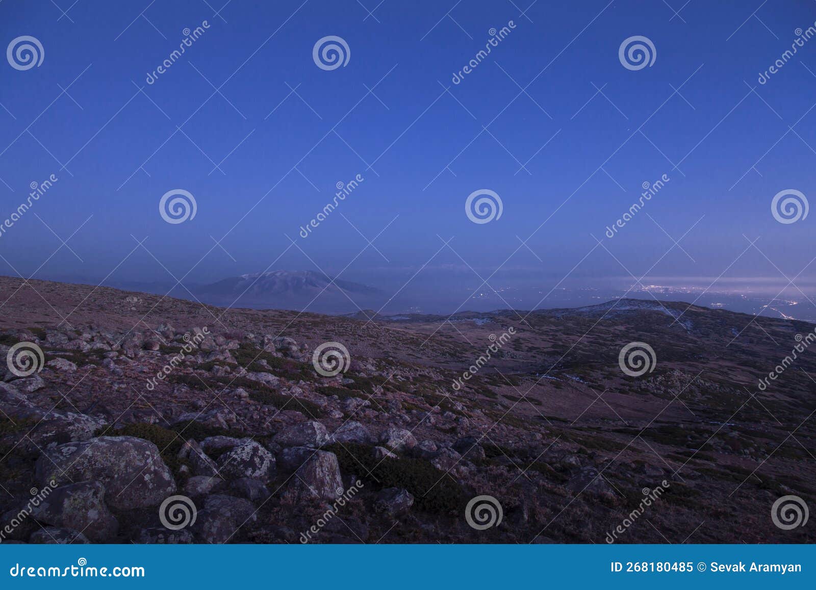 Top View from the Mountain at Night Stock Image - Image of full, night ...