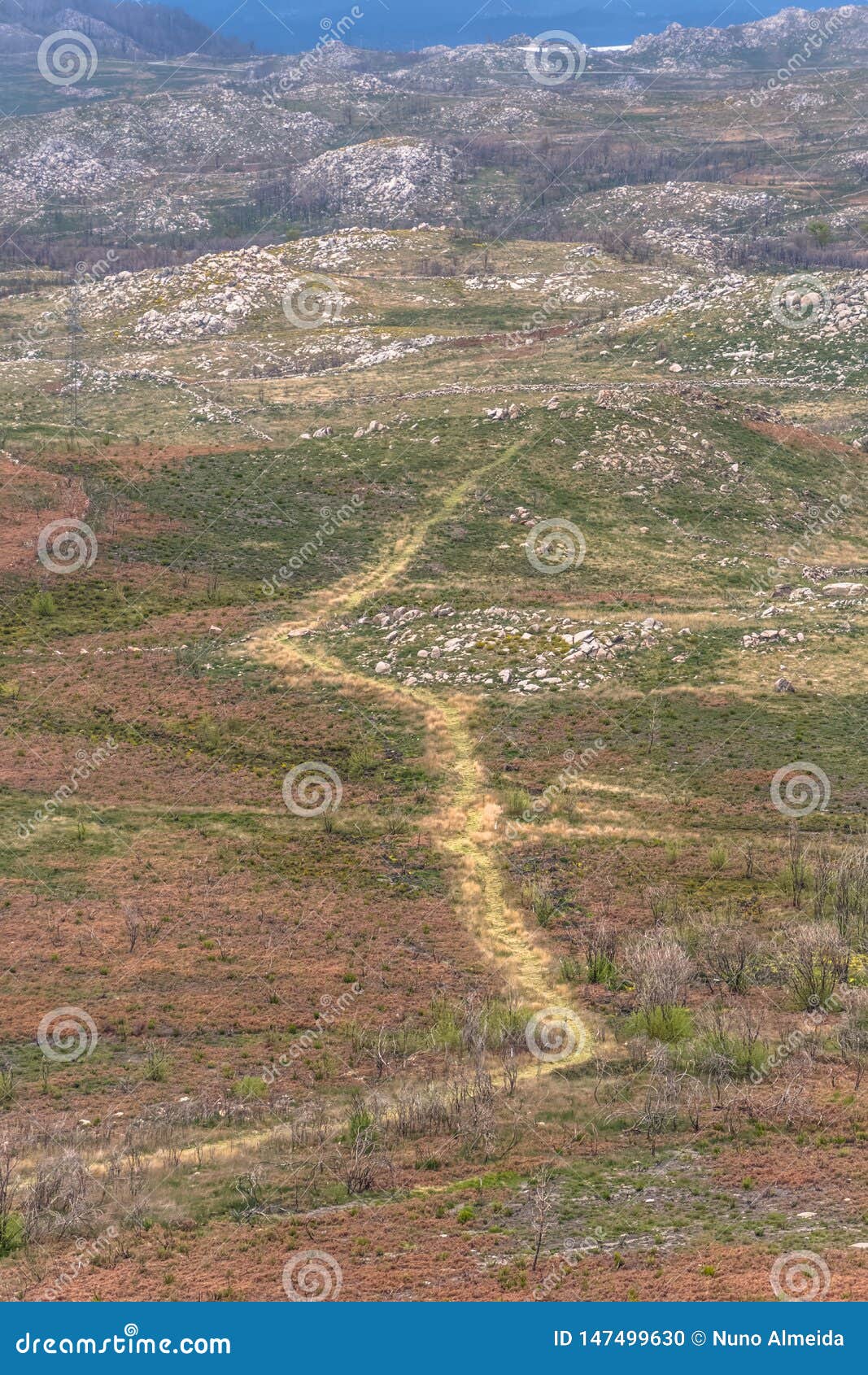 Top View of the Mountains with Fields and Granitic Rocks, on Caramulo ...
