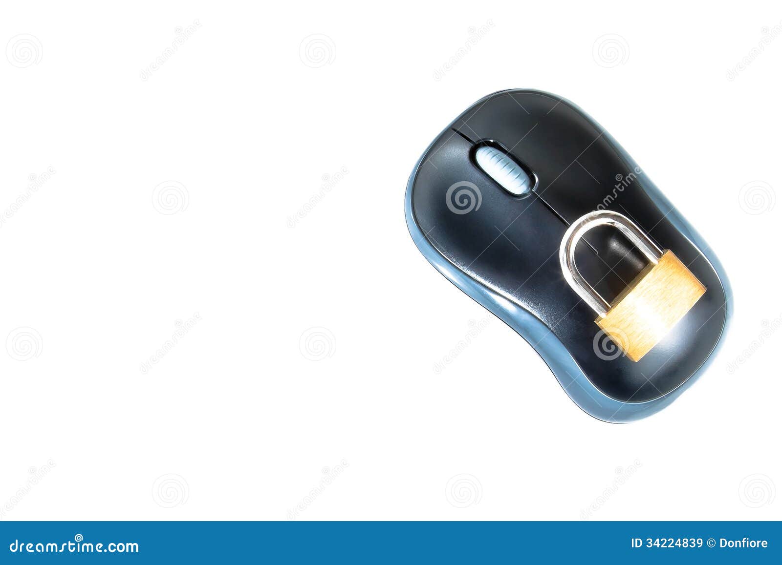 Top of View of Mouse with Lock Security, Computer Security Concept ...