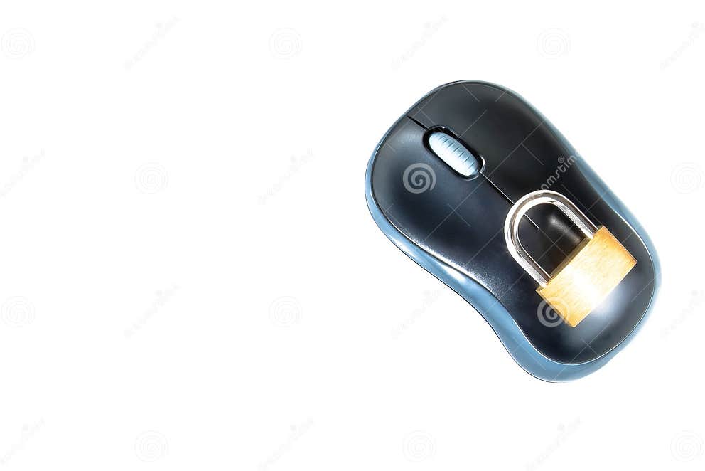 Top of View of Mouse with Lock Security, Computer Security Concept ...