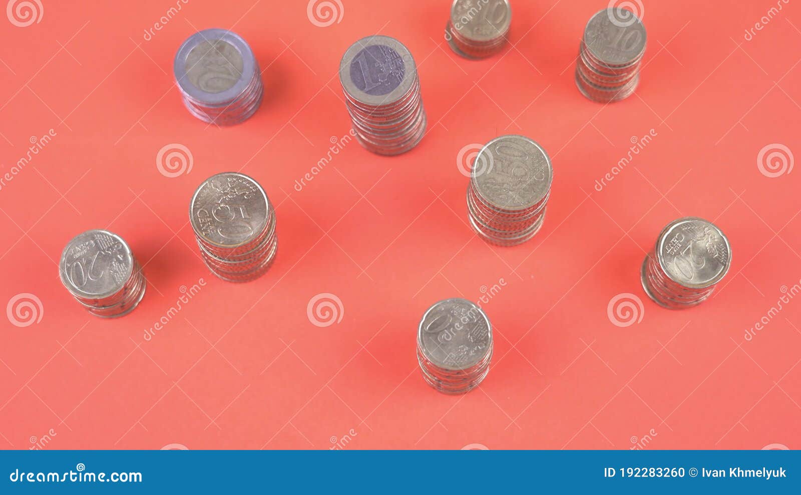 Stacks of Coins from Above on Orange Background Stock Footage - Video ...