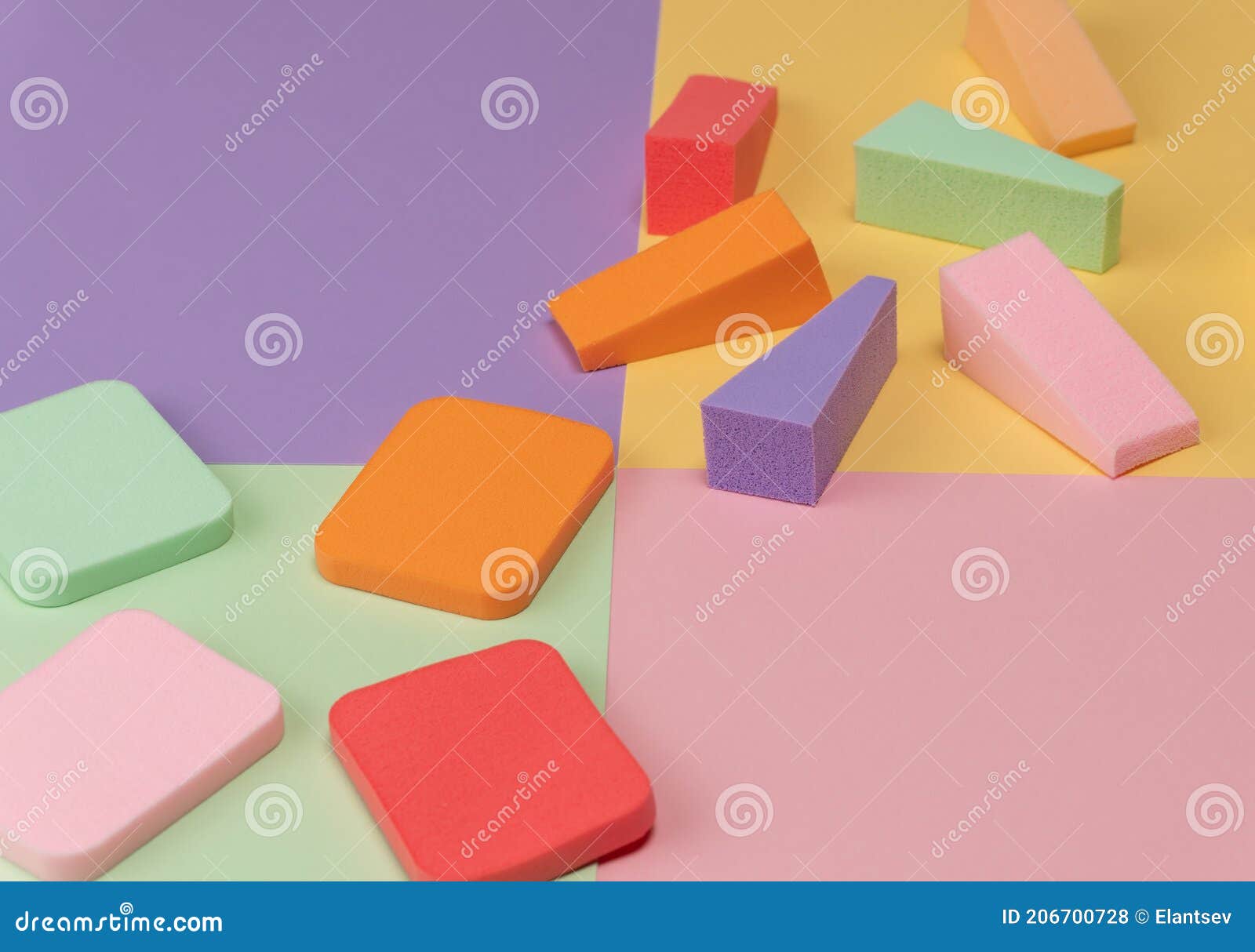 Top View of Multi-colored Sponges on Different Pastel-colored ...