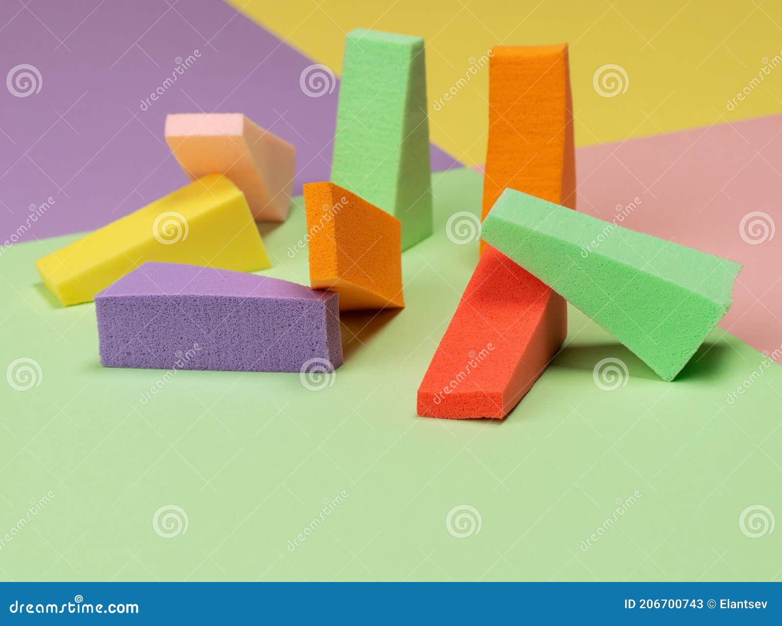 Top View of Multi-colored Sponges on Different Pastel-colored ...