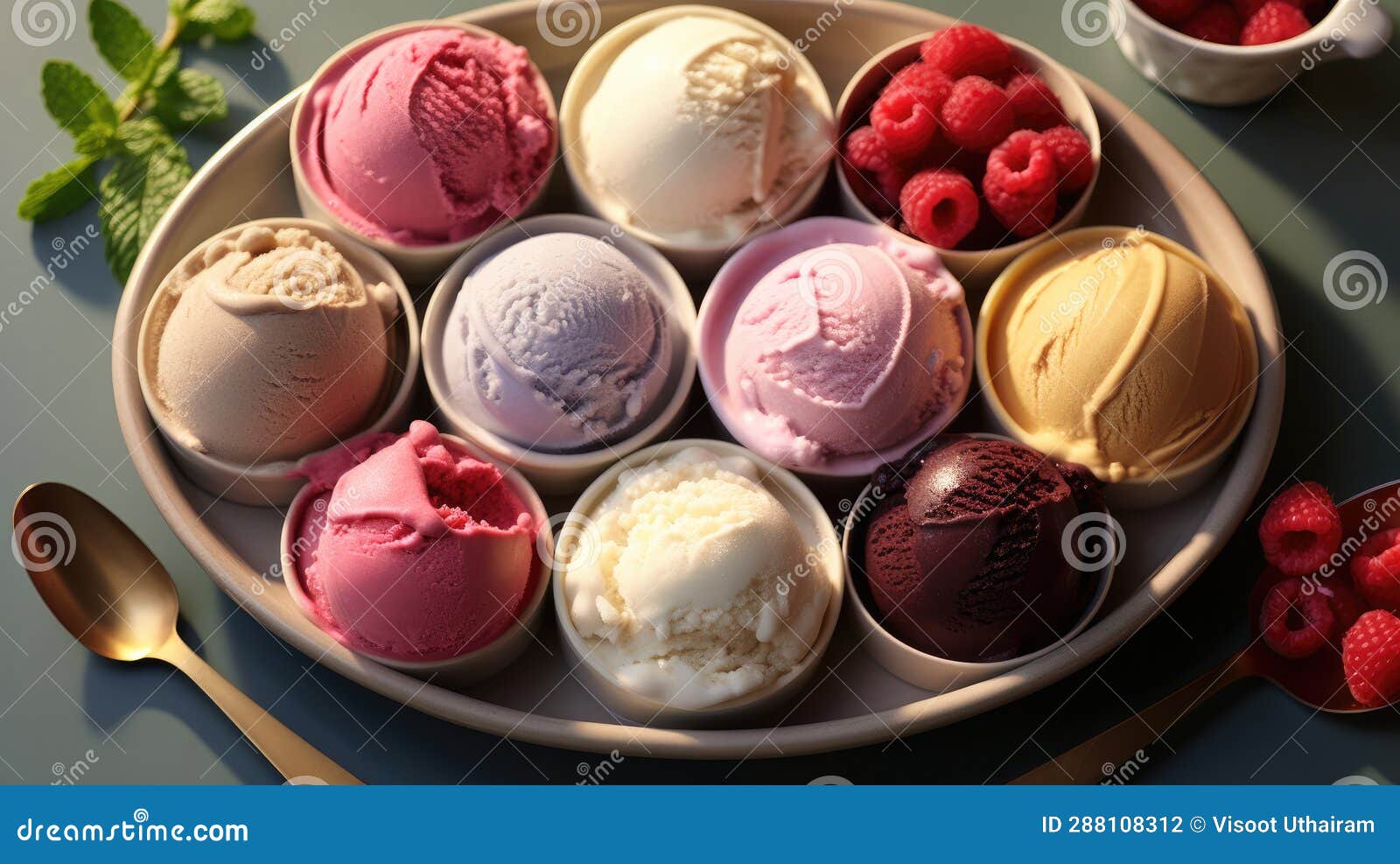Top View of Multicolor Ice Cream, Mixed Fruit and Yoghurt Popsicles ...