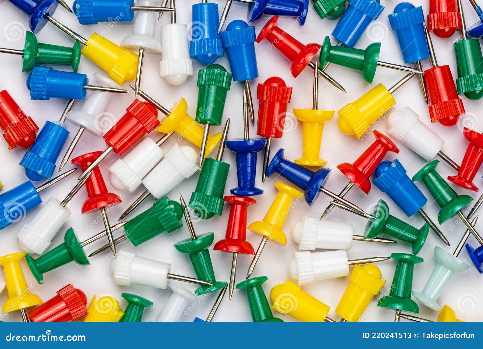 Top View of Multicolor Push Pins Stock Image - Image of message, colors ...