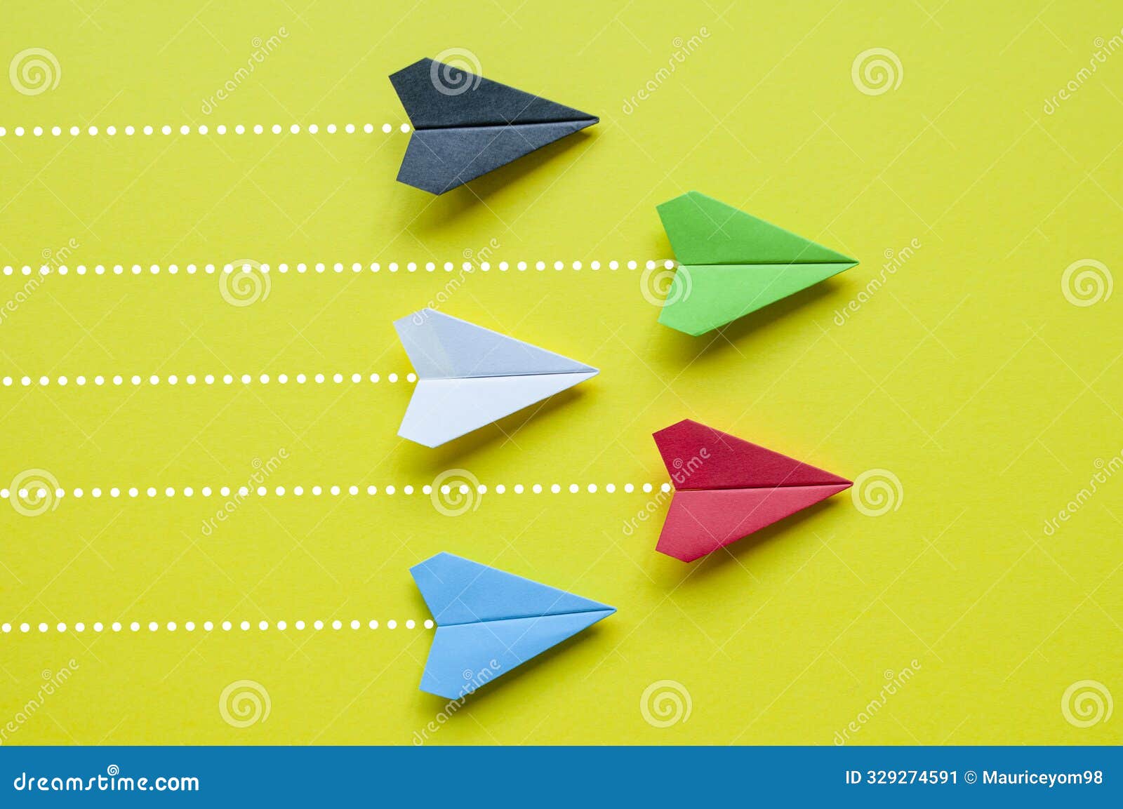 Top View of Multicolored Paper Airplane Representing Diversity and ...