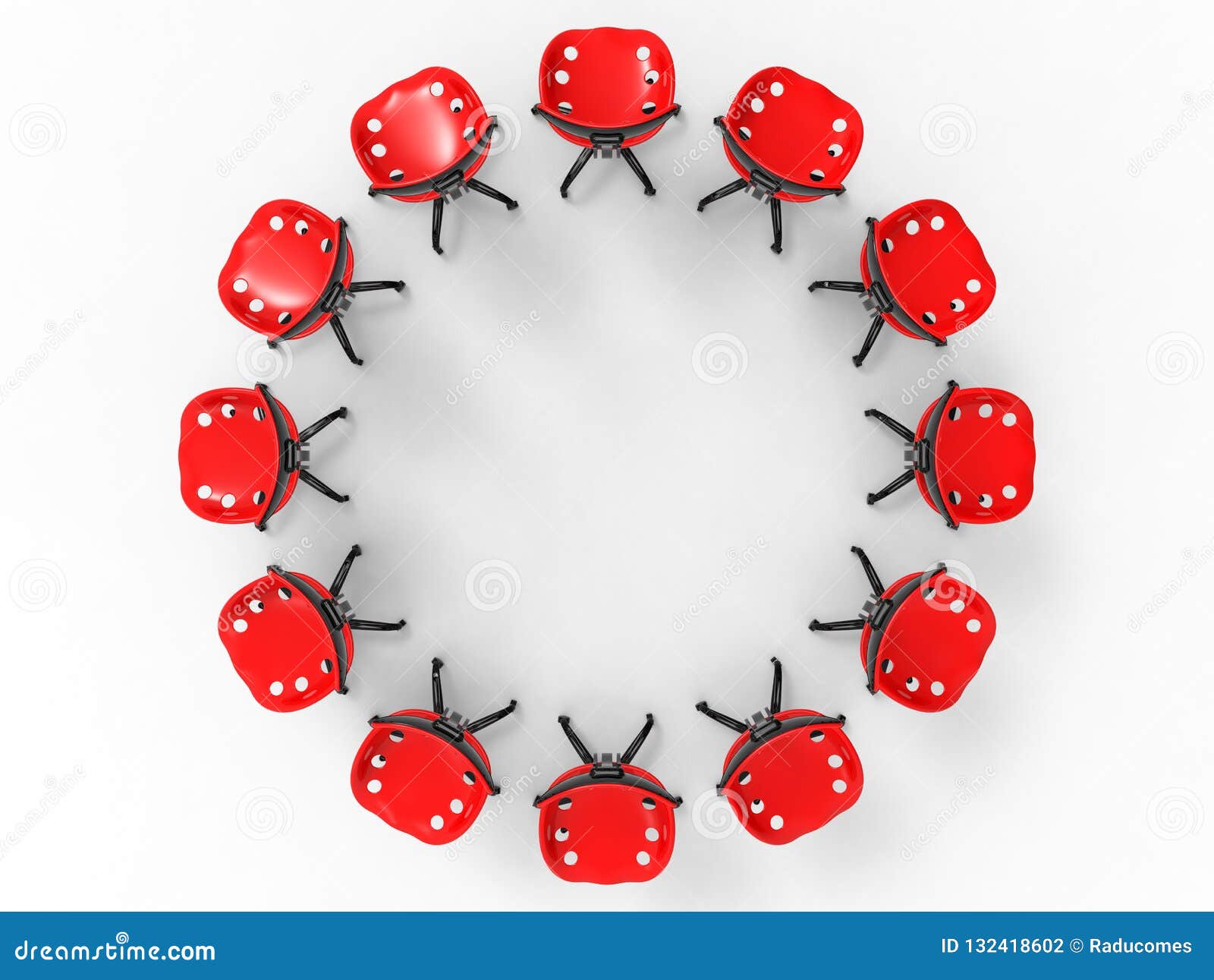 Top View of Multiple Chairs in Circle Stock Illustration - Illustration ...