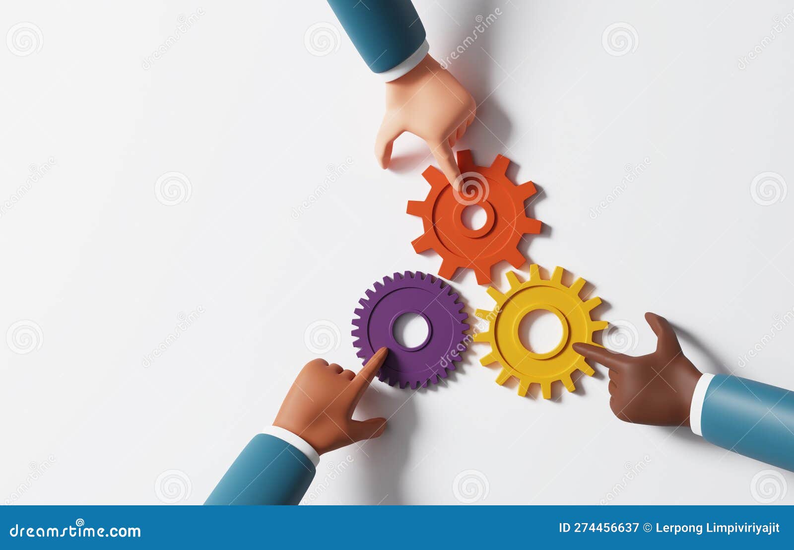 Top View of Multiple Hands of Business Team Holding on Gears Stock ...