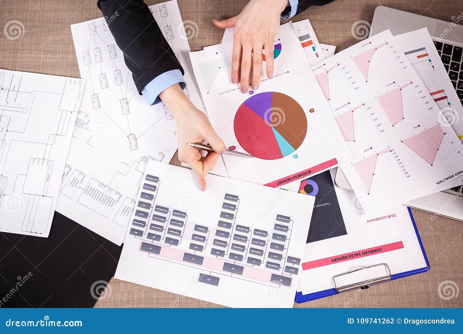 Top View of Multiple Papers with Diagrams Stock Photo - Image of ...