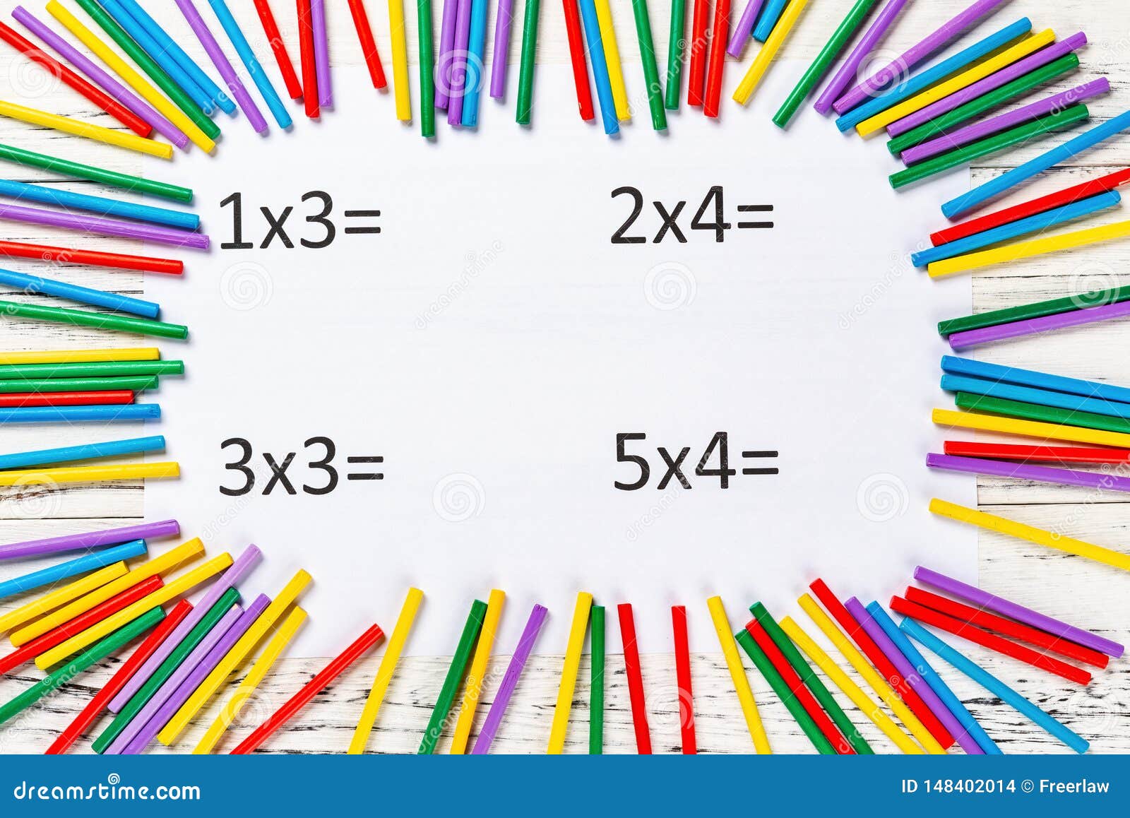 Multiplication Equations with Colorful Counting Rods Stock Photo ...