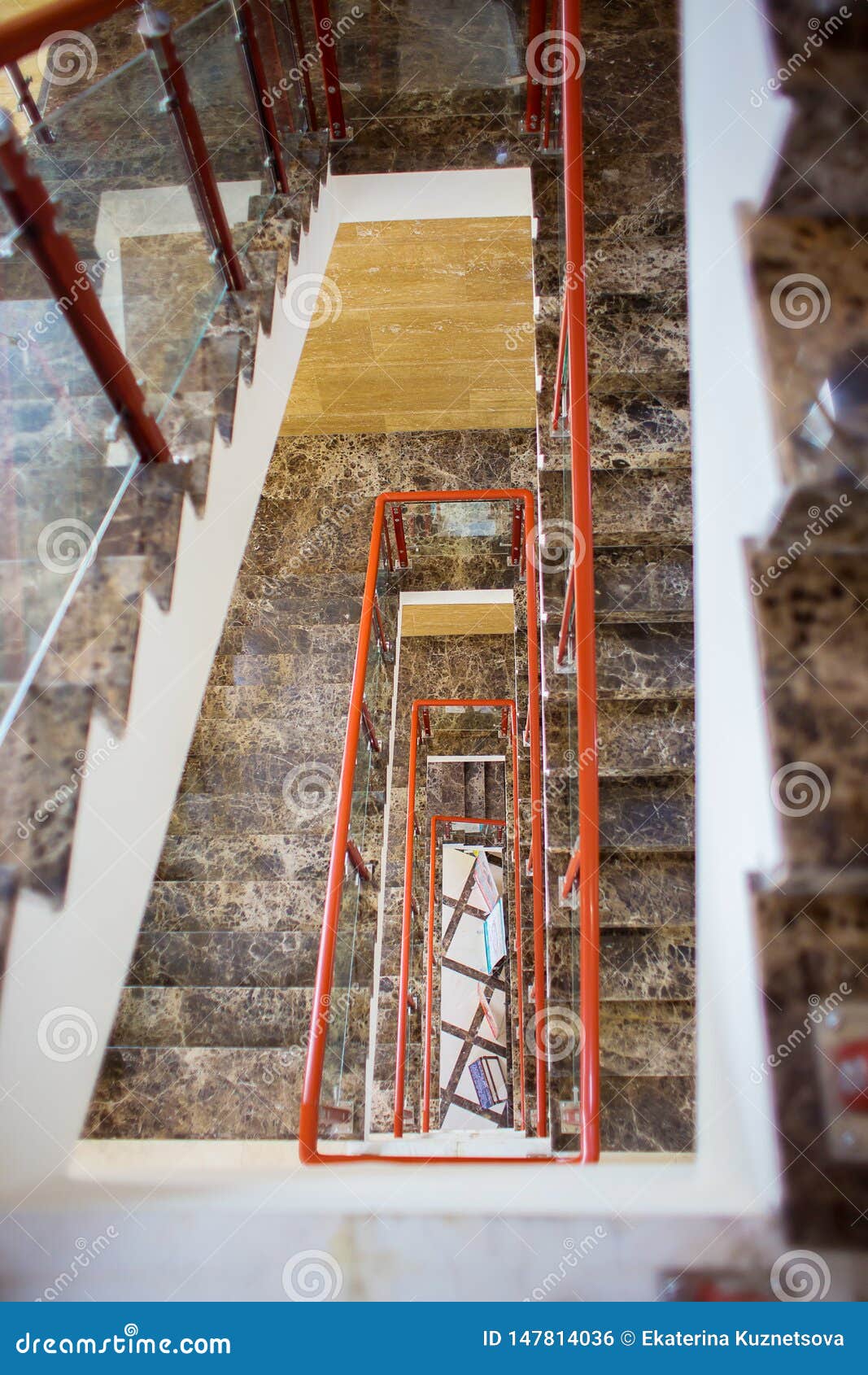 The Top View on Multystoried Ladder Flight. a Modern Marble Ladder in ...